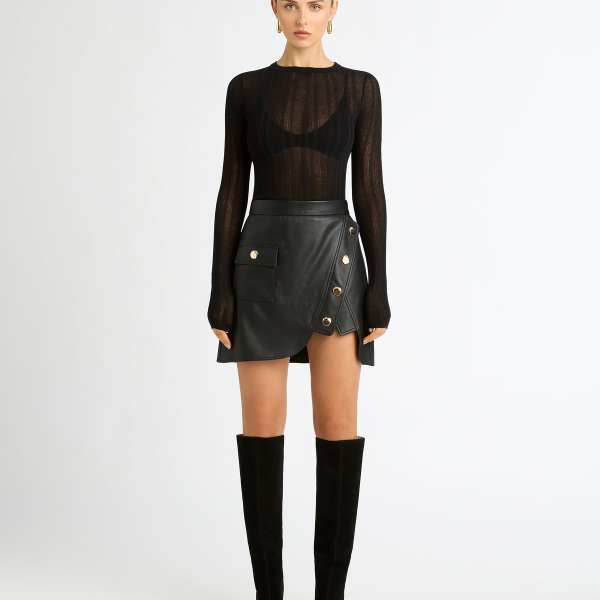 Dillon Skirt Black | Faux Leather Mini Skirt | SHEIKE