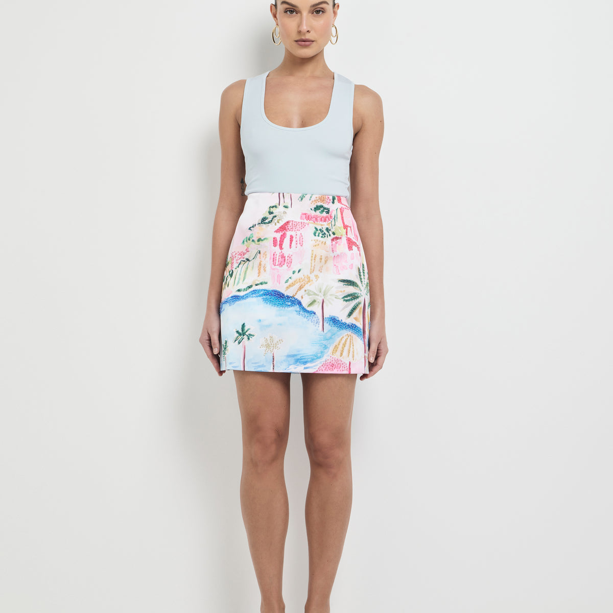 Riviera Dreams Mini Skirt Print | Beaded Mini Skirt | SHEIKE