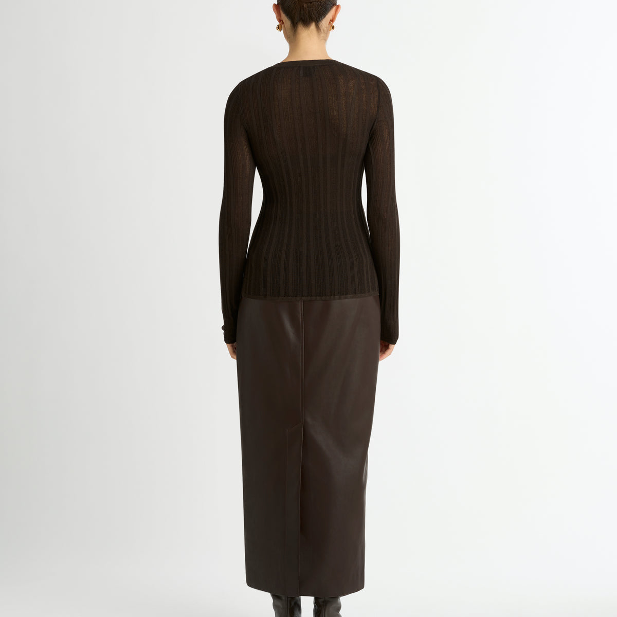 Maybank Sweater Coffee | Sheer Knit Top | SHEIKE