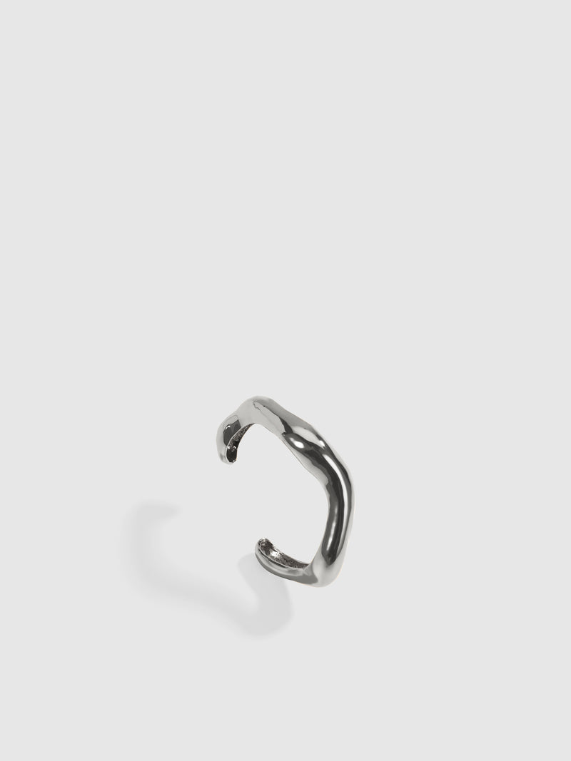 Sculptural Bangle Silver | Wavy Metal Cuff | SHEIKE