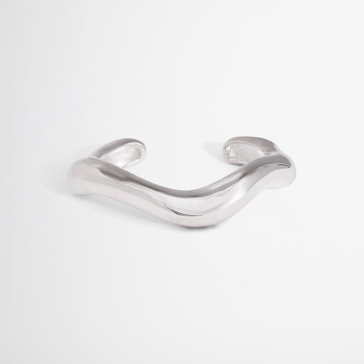Sculptural Bangle Silver | Wavy Metal Cuff | SHEIKE