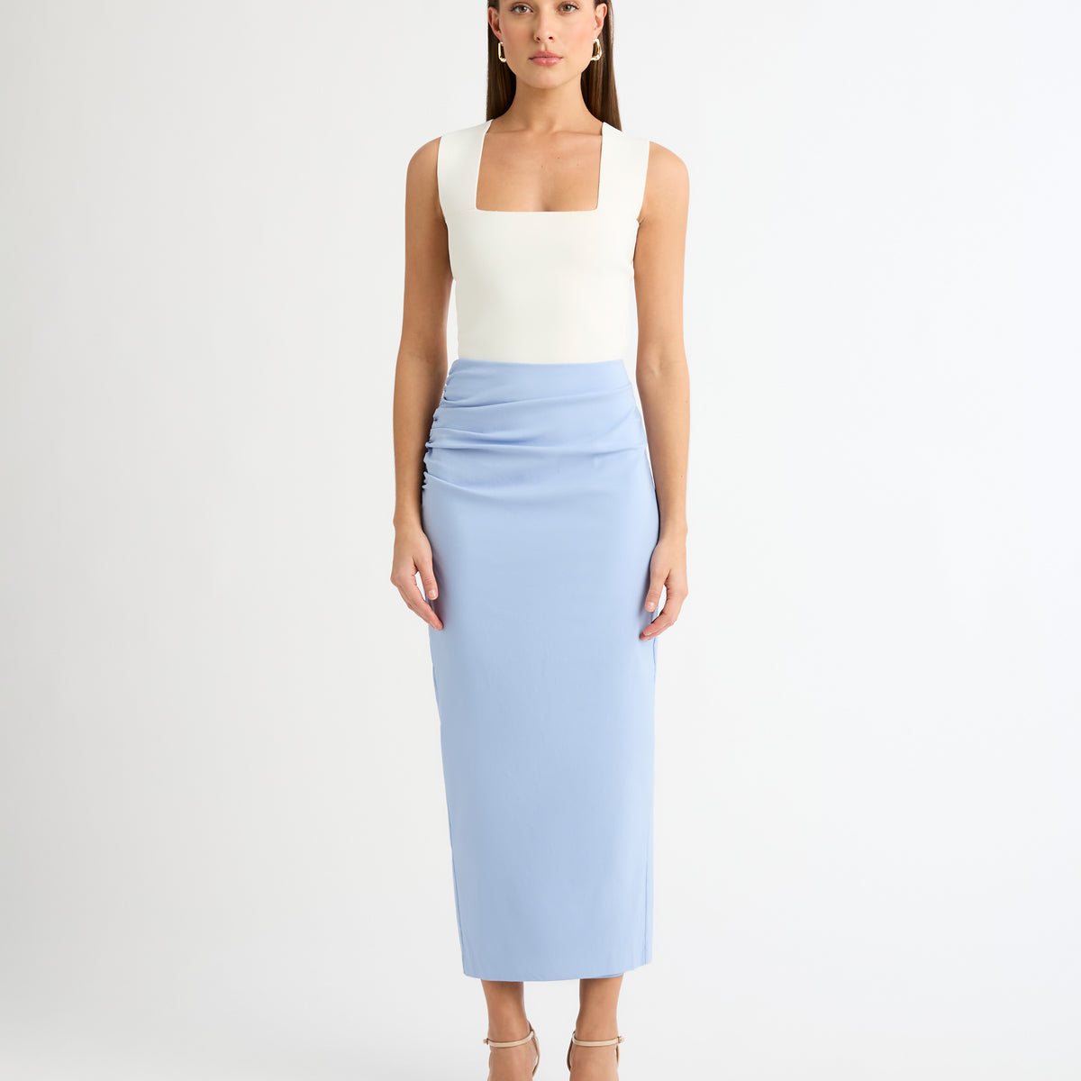 Amalfi Longline Top White| Knit Cami Top | SHEIKE