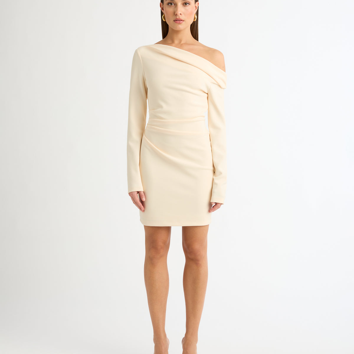 Brydie Mini Dress Cream | Stretch Mini Dress | SHEIKE