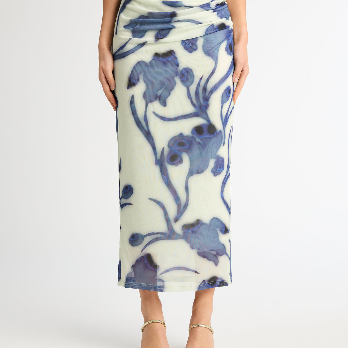 Haze Midi Skirt Floral | Mesh Bodycon Skirt | SHEIKE