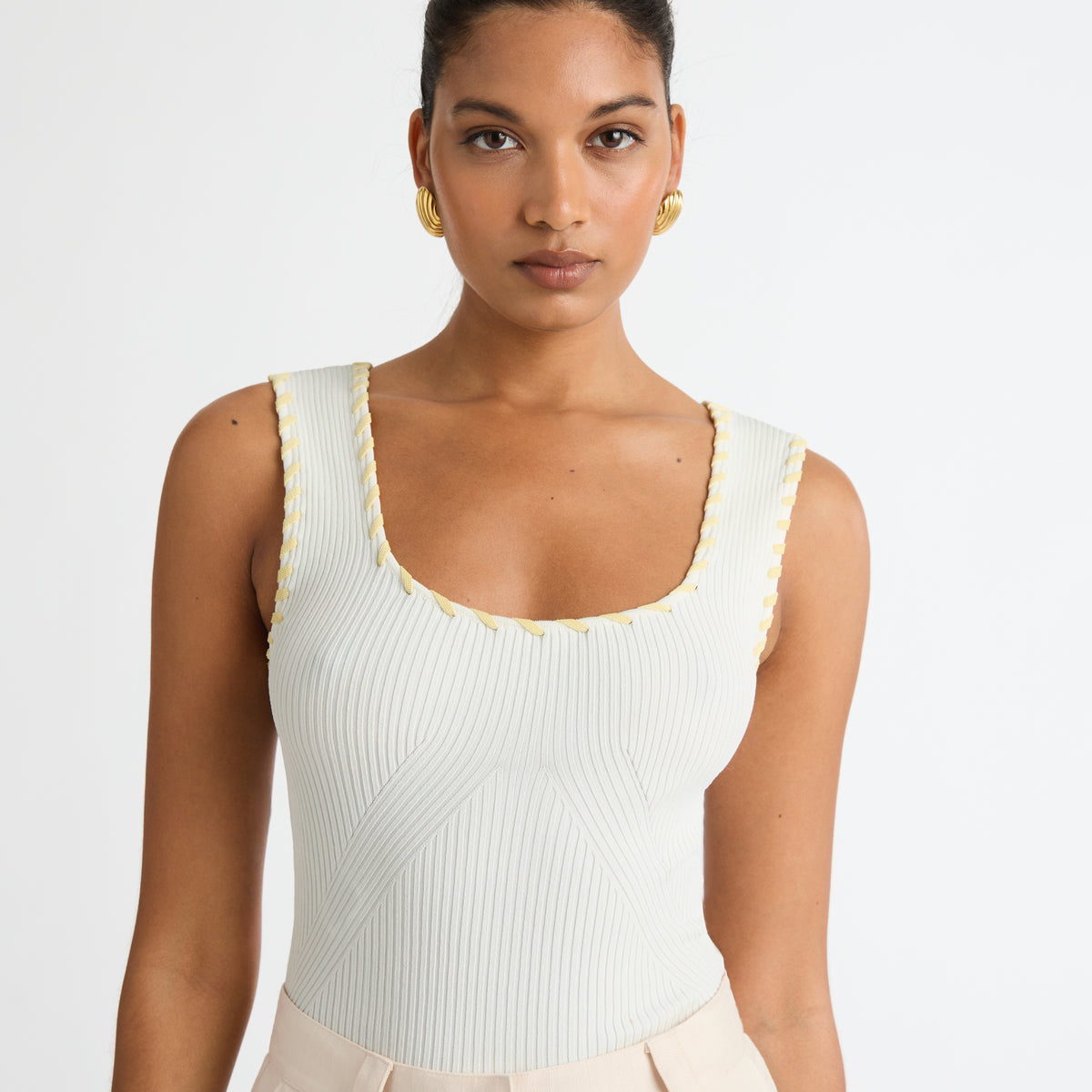 Carla Top Cream | Knit Cami | SHEIKE