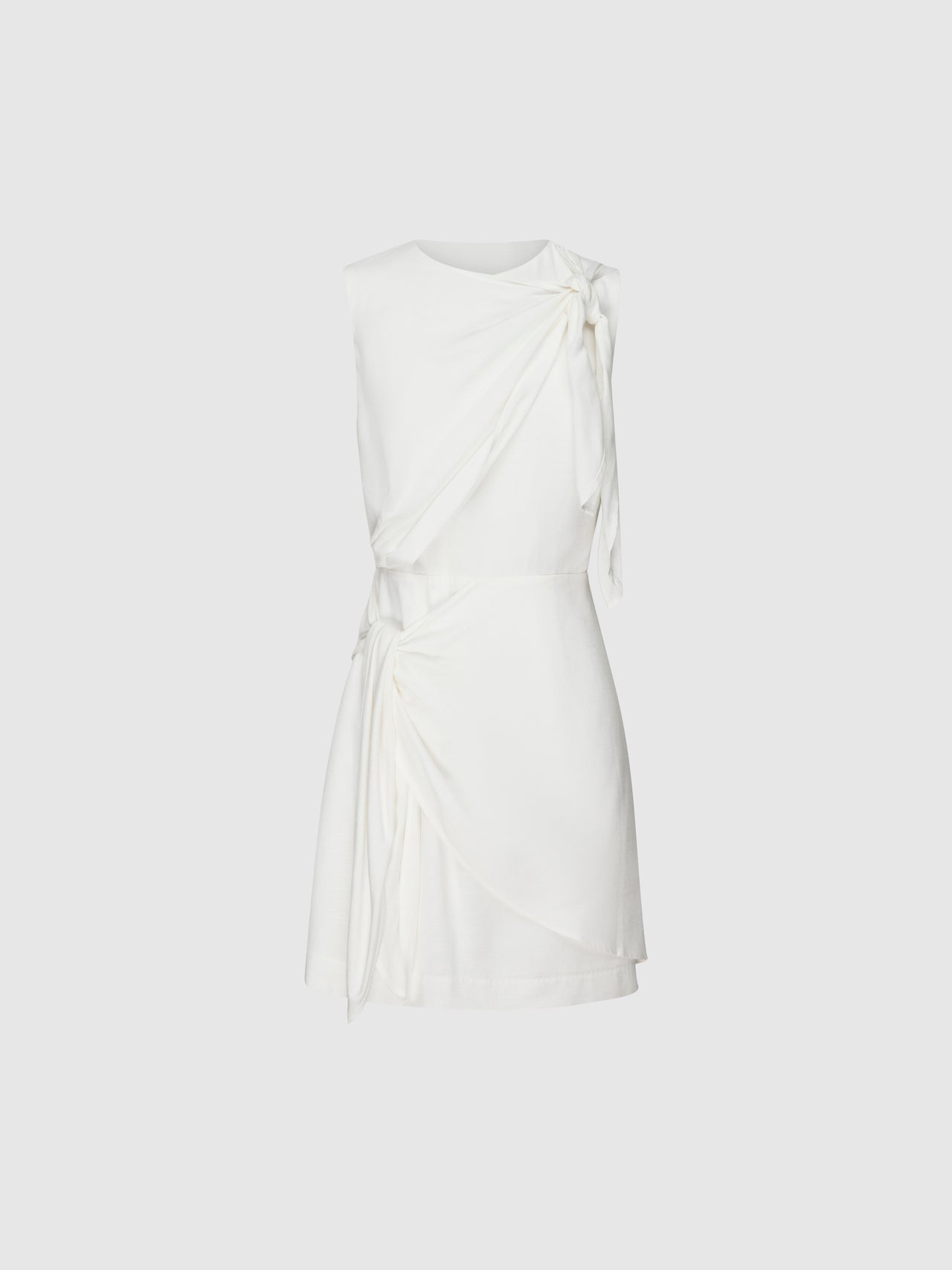 Reece Linen Mini Dress White | High Neck Mini | SHEIKE