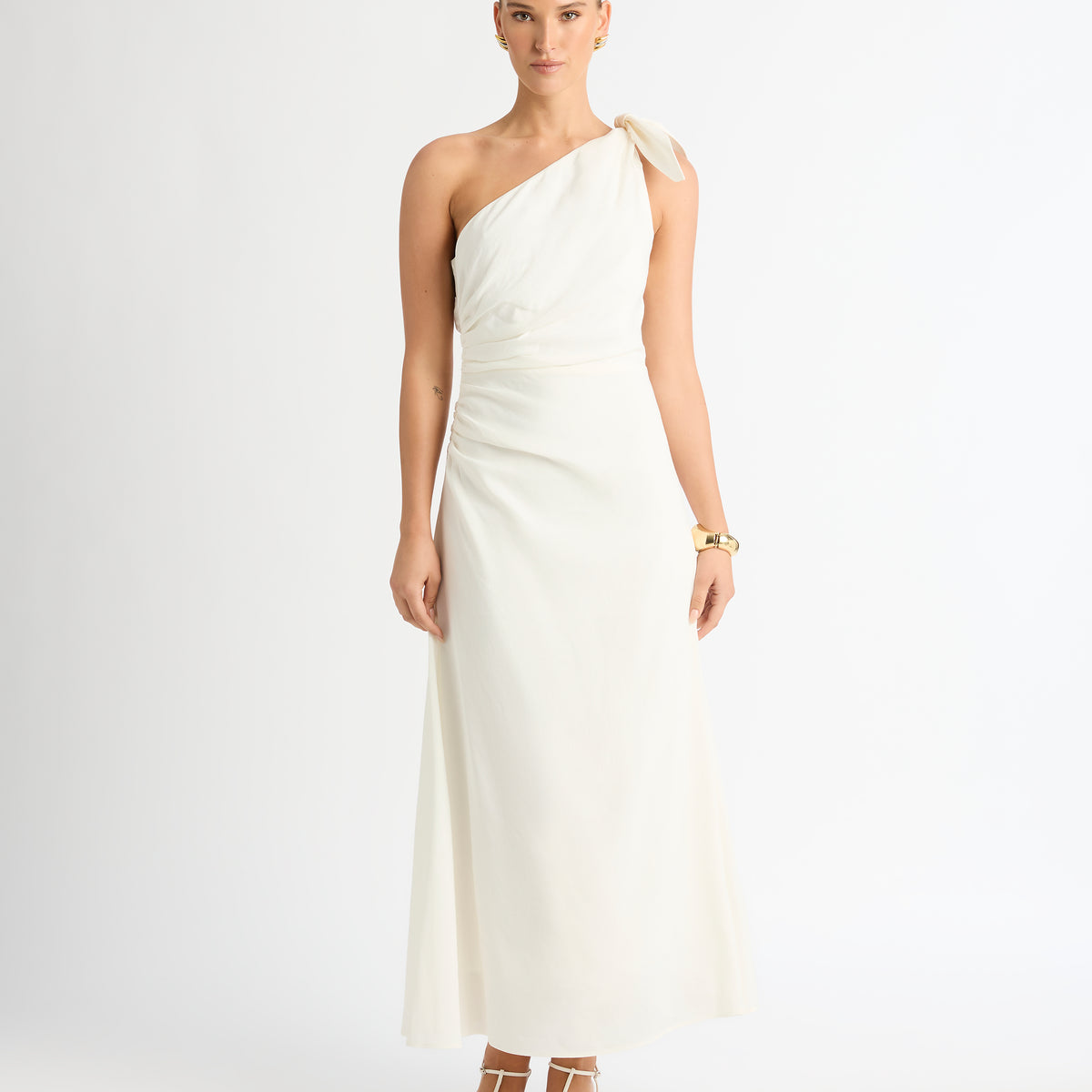Azalea Midi Dress White | One Shoulder Dress | SHEIKE