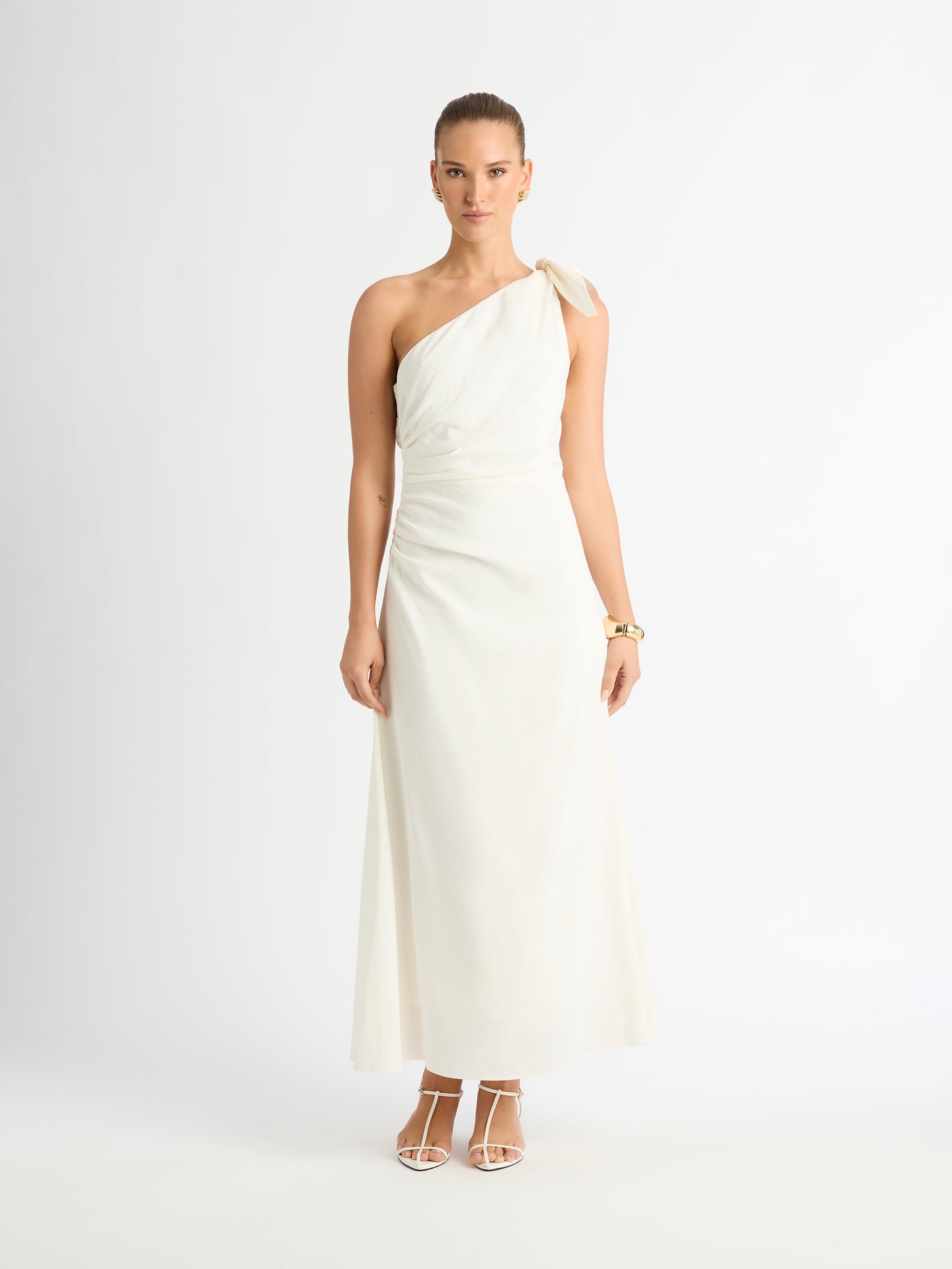 Azalea Midi Dress White | One Shoulder Dress | SHEIKE