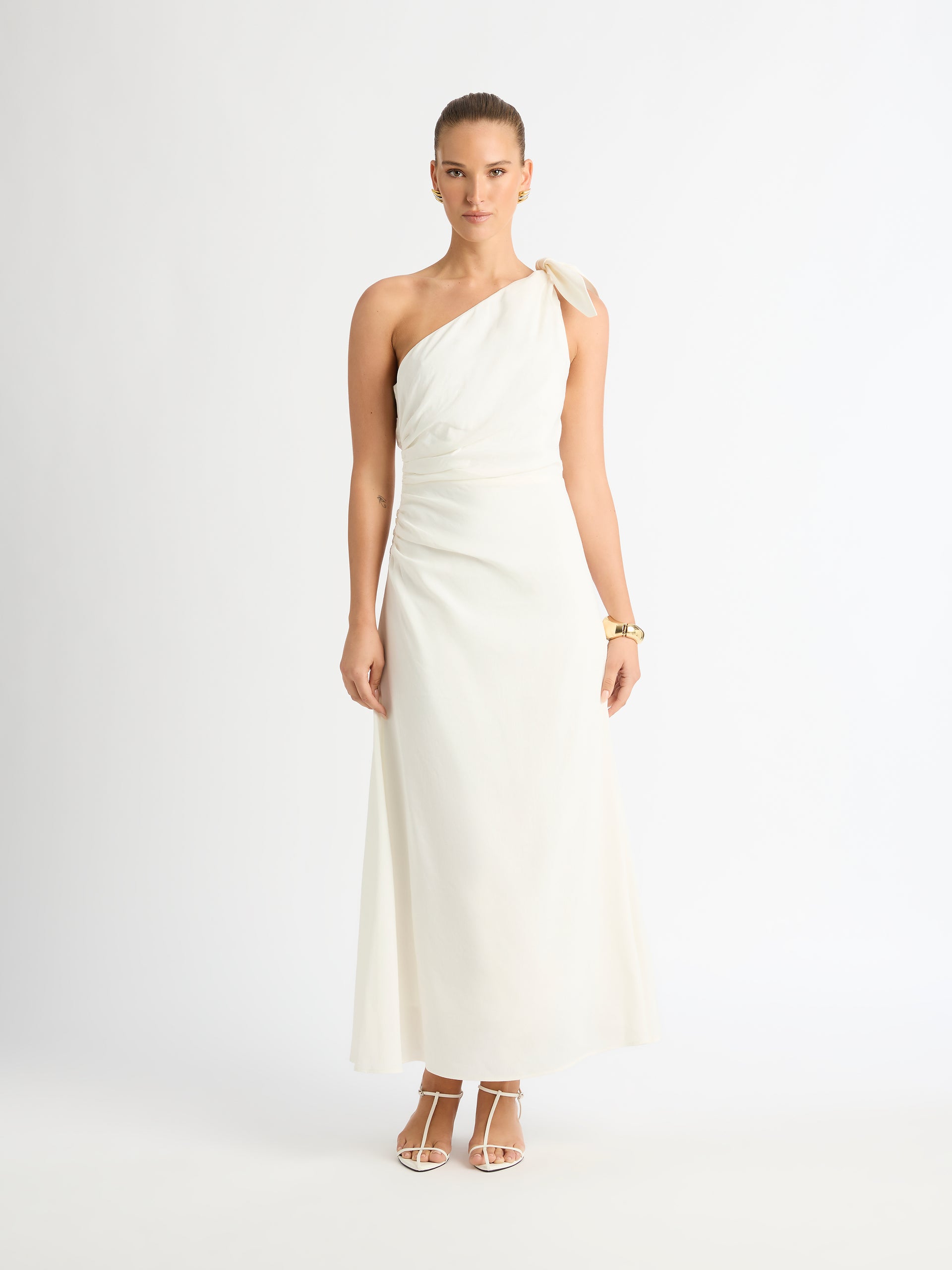 Azalea Midi Dress White | One Shoulder Dress | SHEIKE