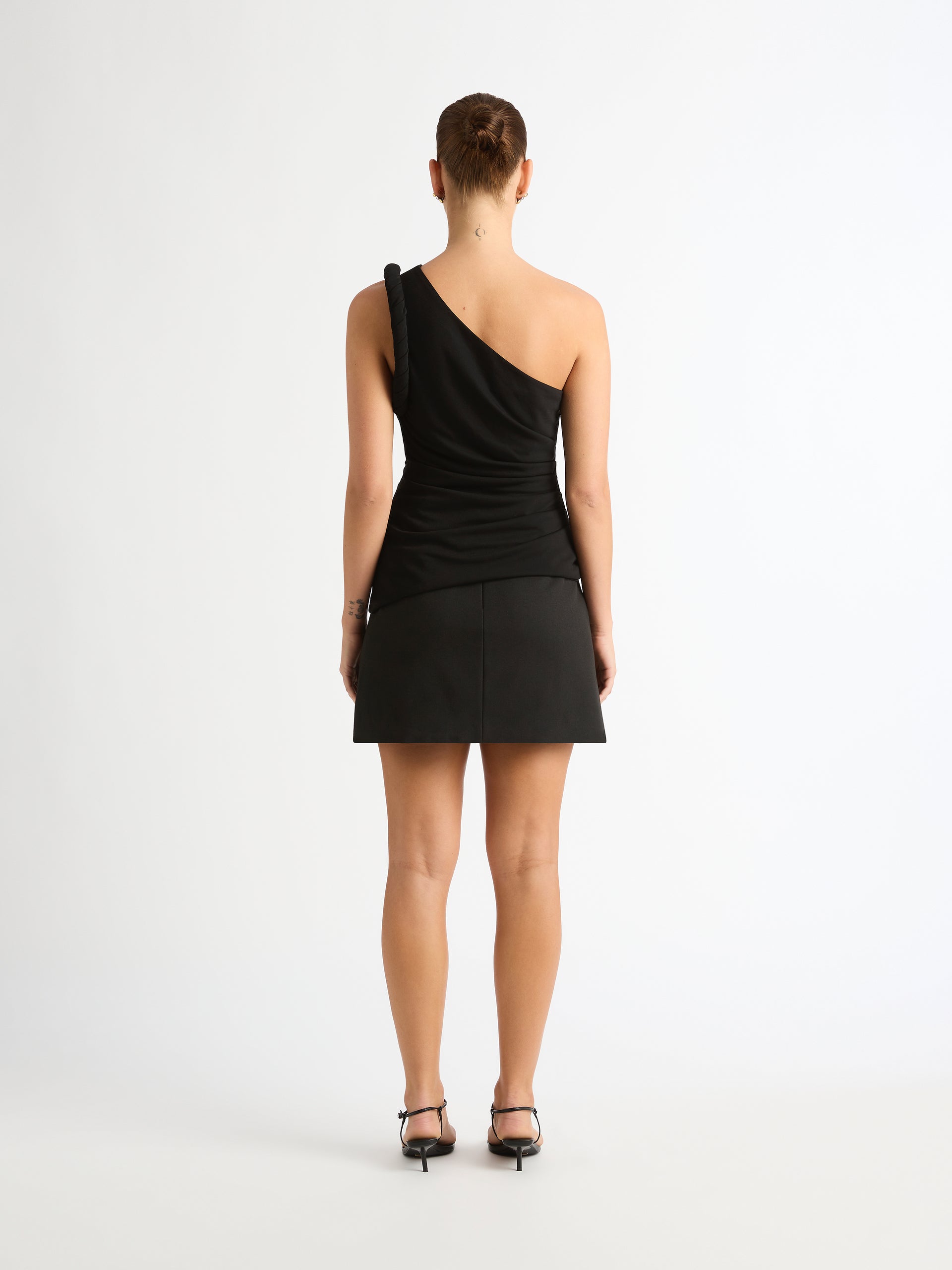 Nesta Top Black | Asymmetric One Shoulder Top | SHEIKE