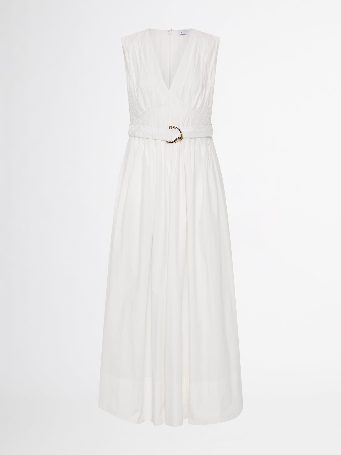 Avery Midi Dress White | A-line Pleated Dress | SHEIKE