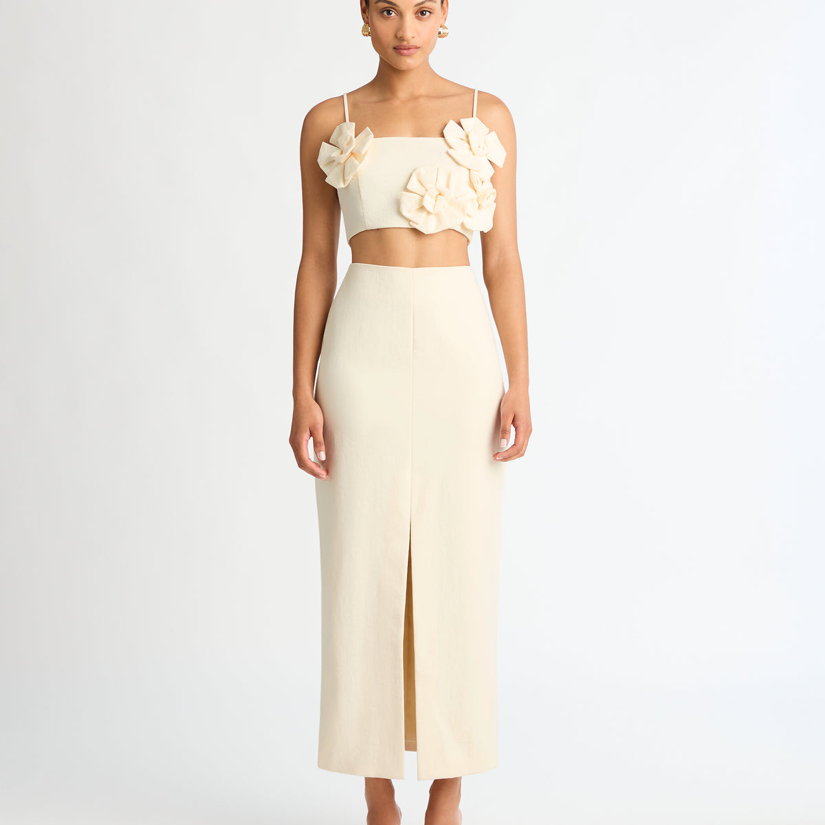 Provence Crop Ivory | Floral Applique Crop Top | SHEIKE