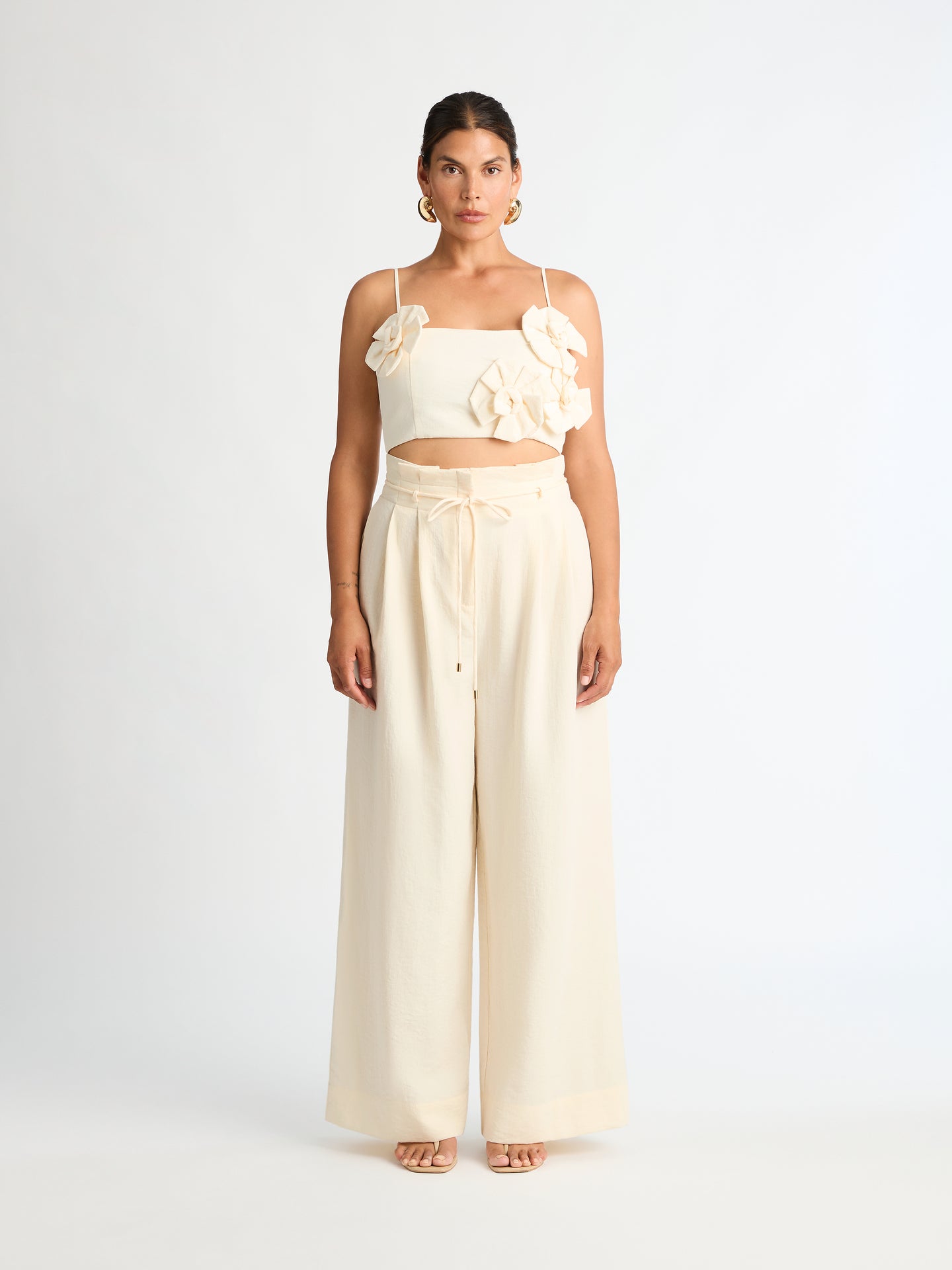 Provence Crop Ivory | Floral Applique Crop Top | SHEIKE