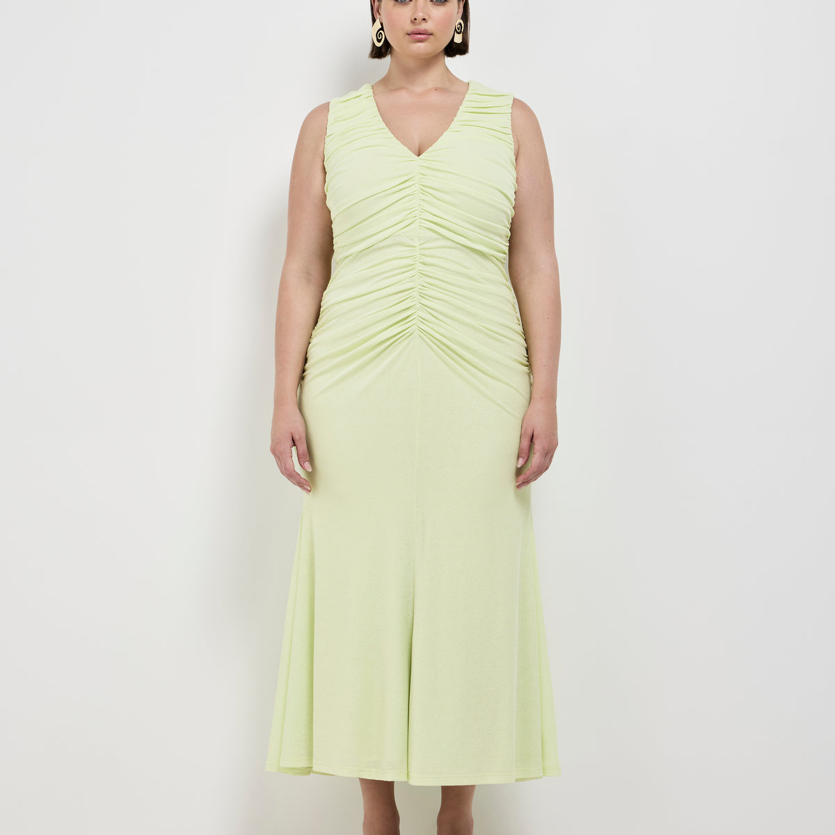 Siren Midi Dress Avocado | Ruched Midi Dress | SHEIKE