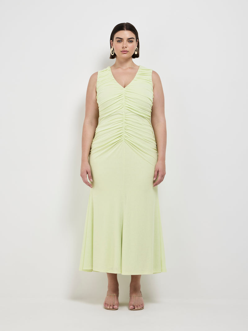 Siren Midi Dress Avocado | Ruched Midi Dress | SHEIKE