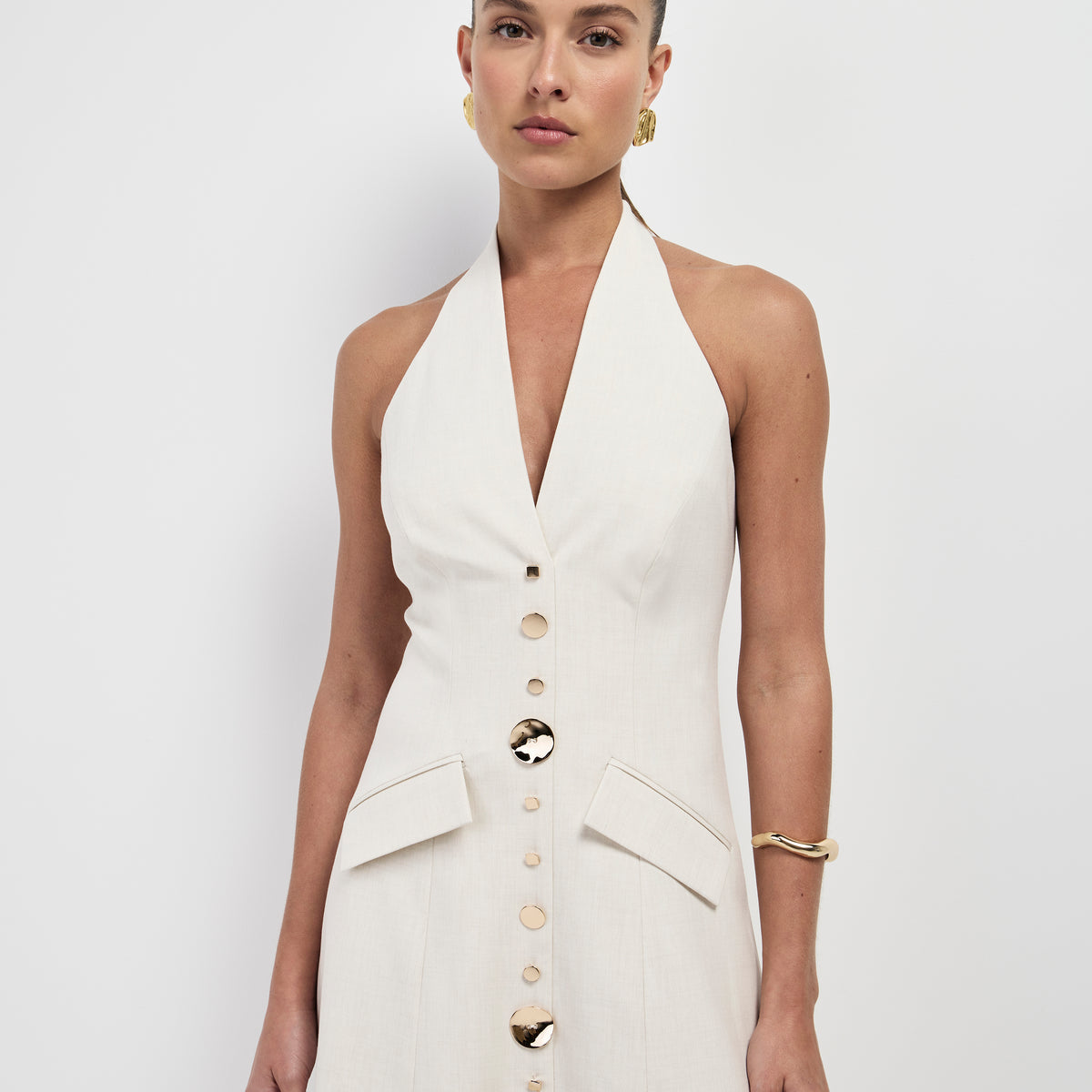 Shai Maxi Dress Ecru | Halter Neck Dress | SHEIKE