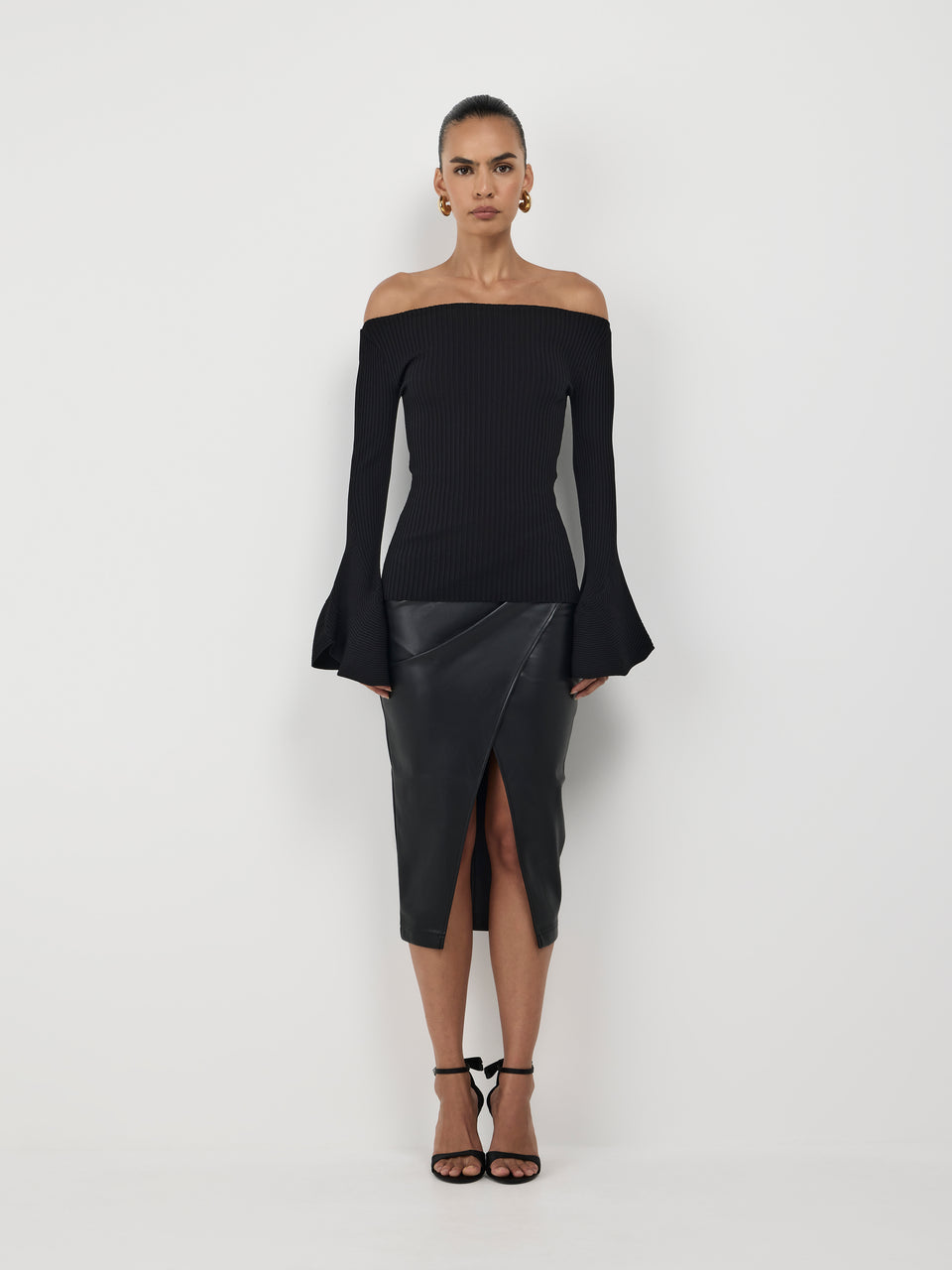 Tori Knit Top Black | Off Shoulder Knit | SHEIKE