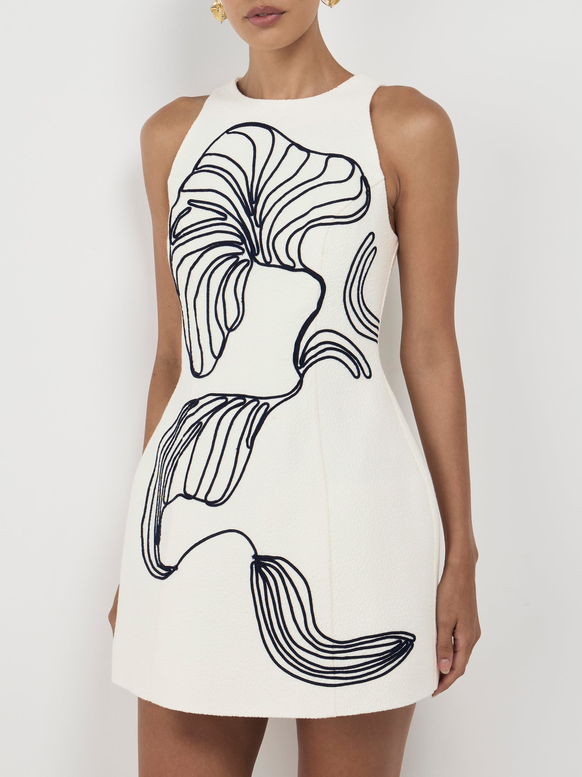 Milos Mini Dress Ivory | Embroidered Dress | SHEIKE