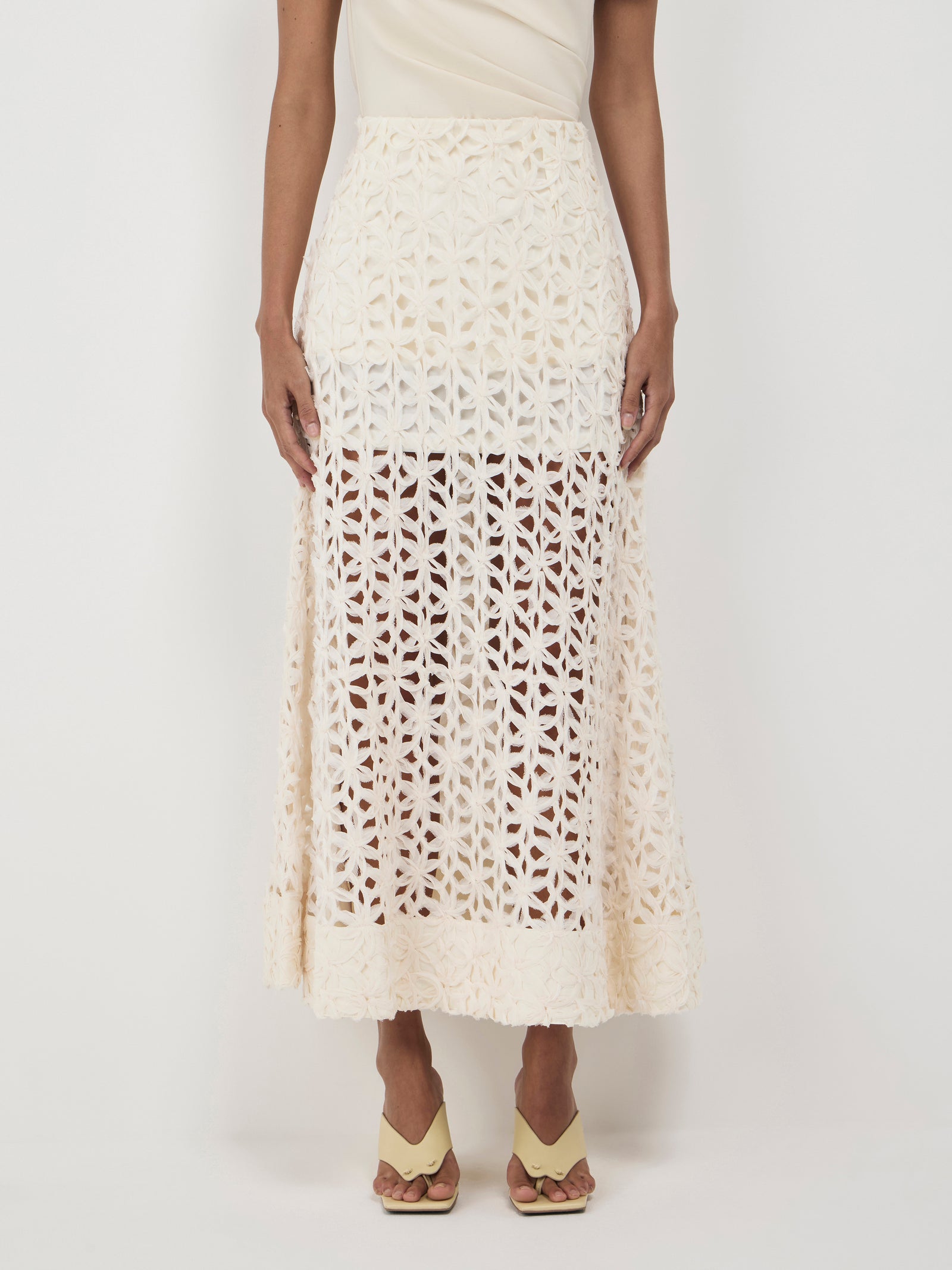Audrey Maxi Skirt Ecru | Lace Skirt | SHEIKE