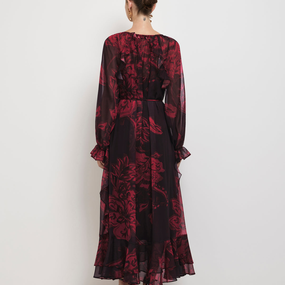 Chintz Long Sleeve Dress Floral | Frill Maxi Dress | SHEIKE