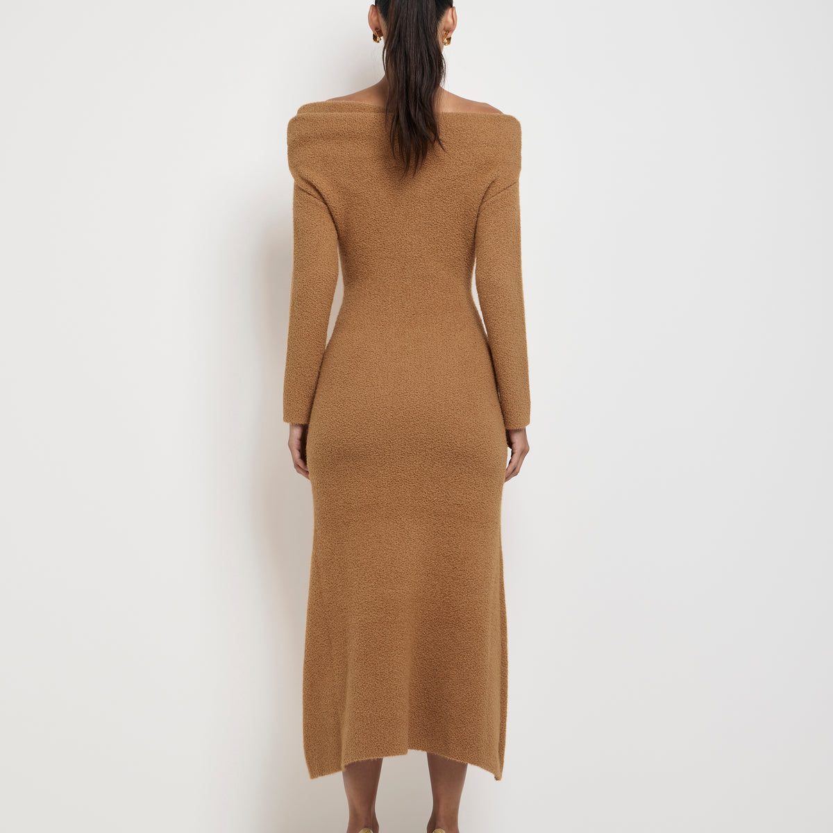 Phoenix Knit Dress Ginger | Off Shoulder Knit Dress | SHEIKE