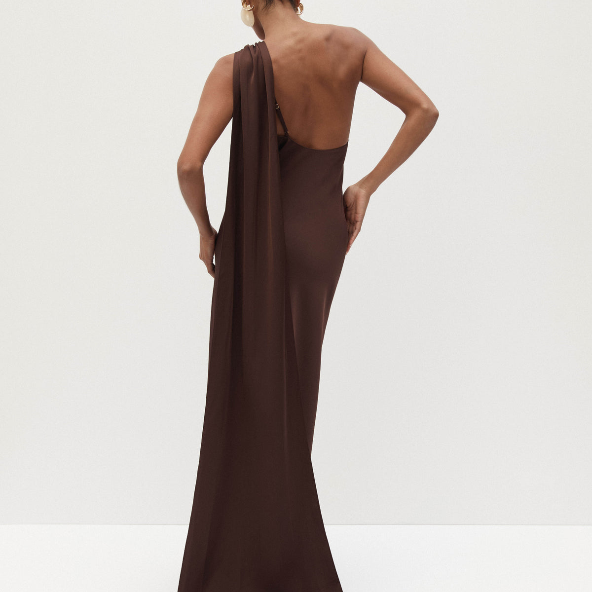 Emmy Gown Chocolate | Satin Gown | SHEIKE