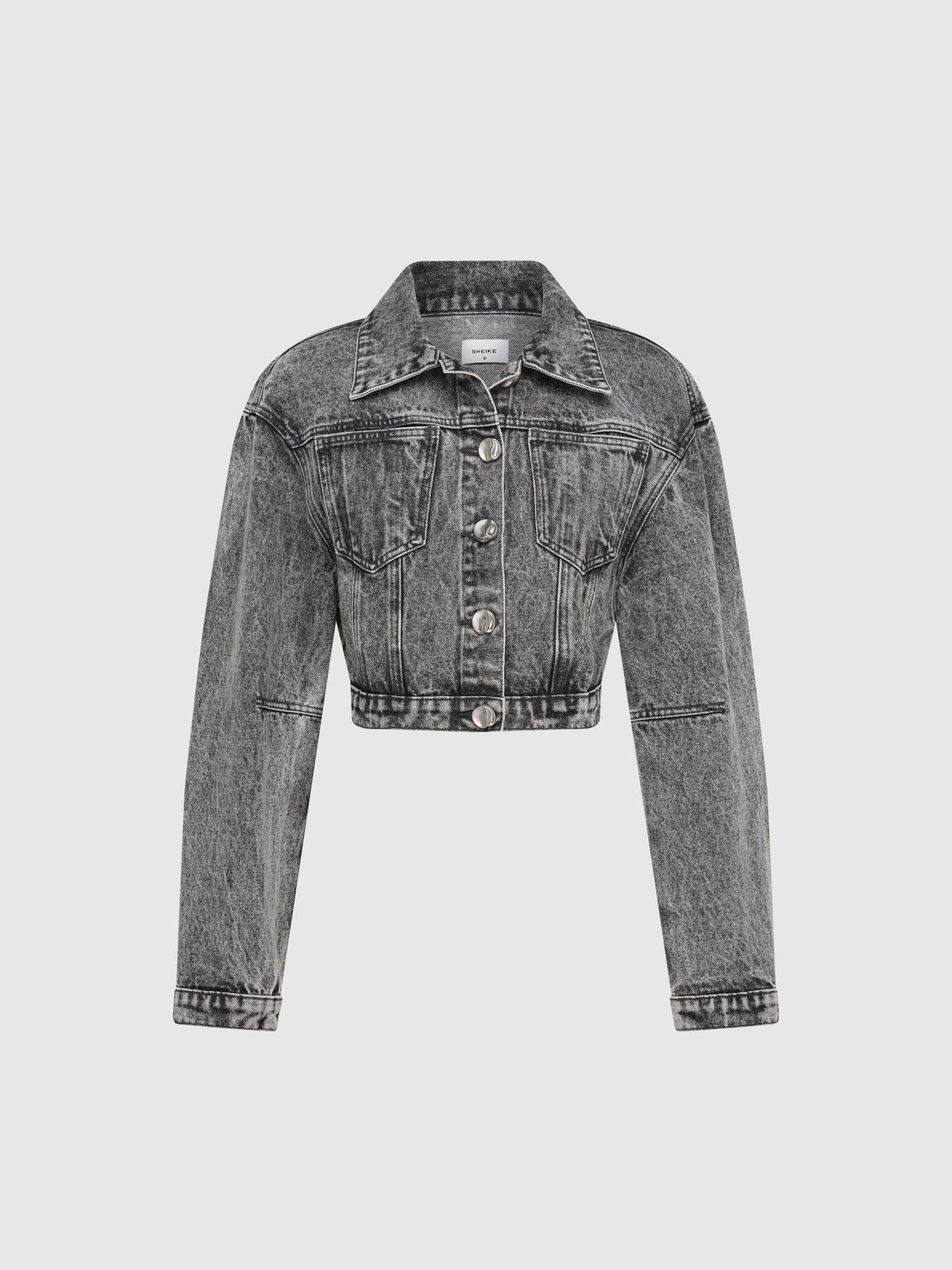 Genesis Denim Jacket Grey | Denim Cropped Jacket | SHEIKE
