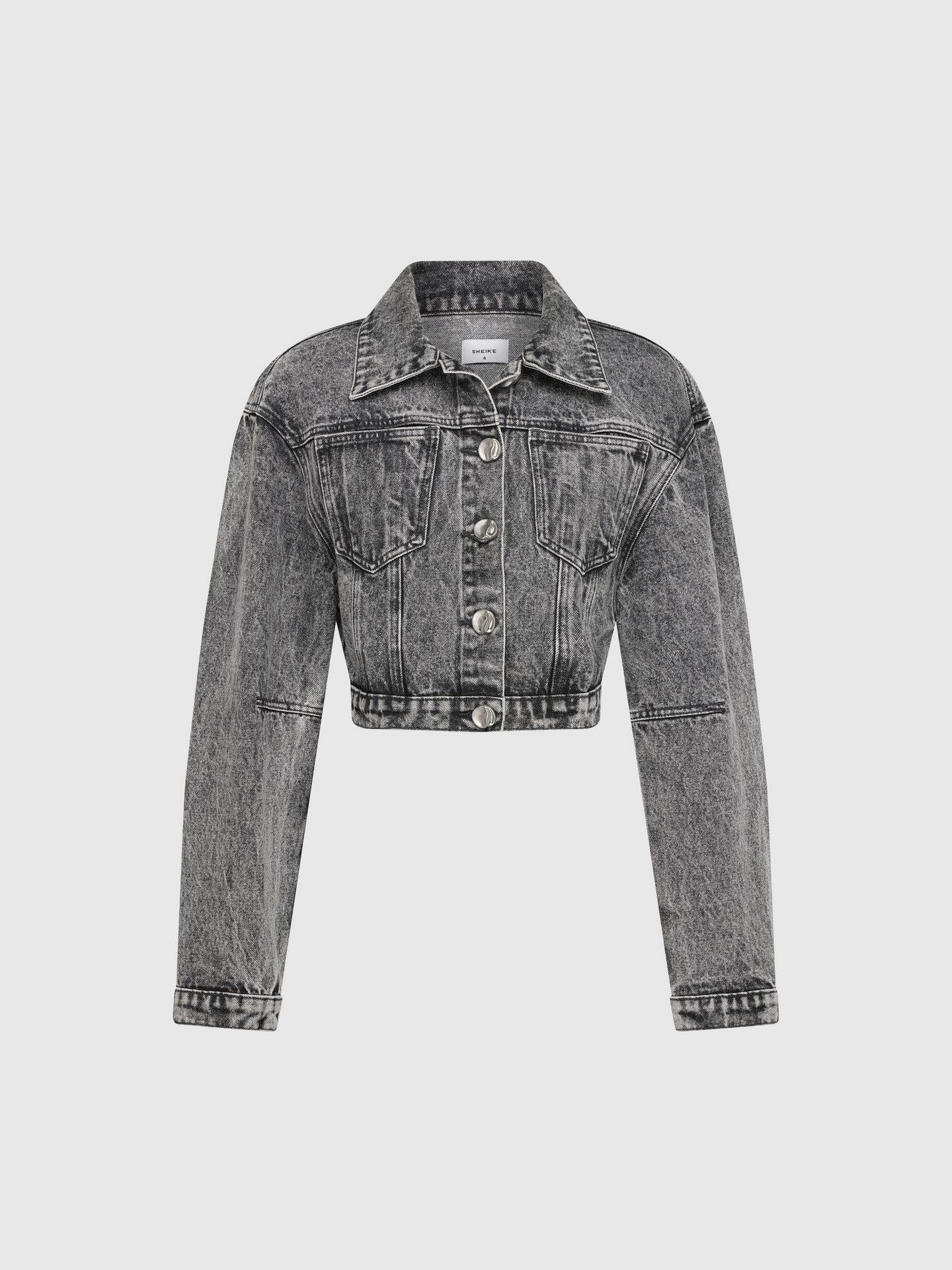 Genesis Denim Jacket Grey | Denim Cropped Jacket | SHEIKE