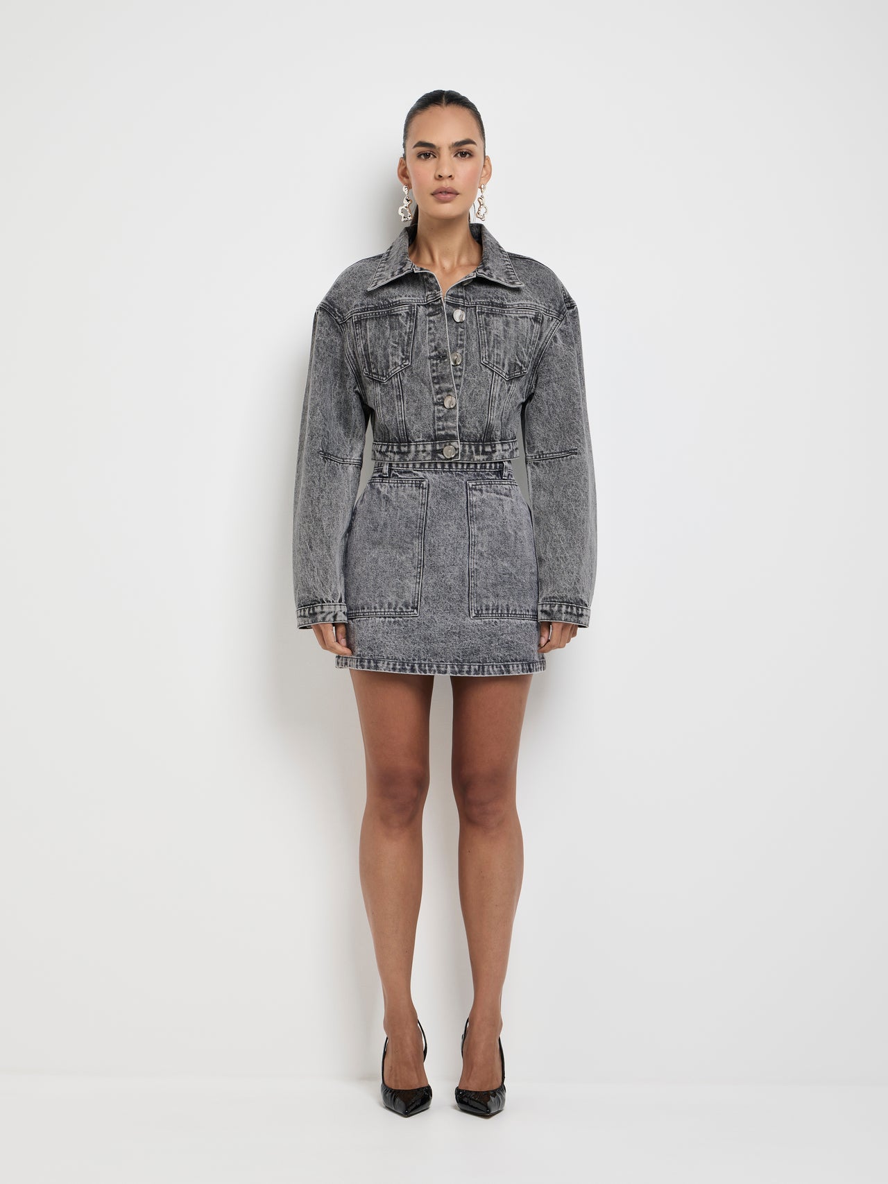 Genesis Denim Jacket Grey | Denim Cropped Jacket | SHEIKE