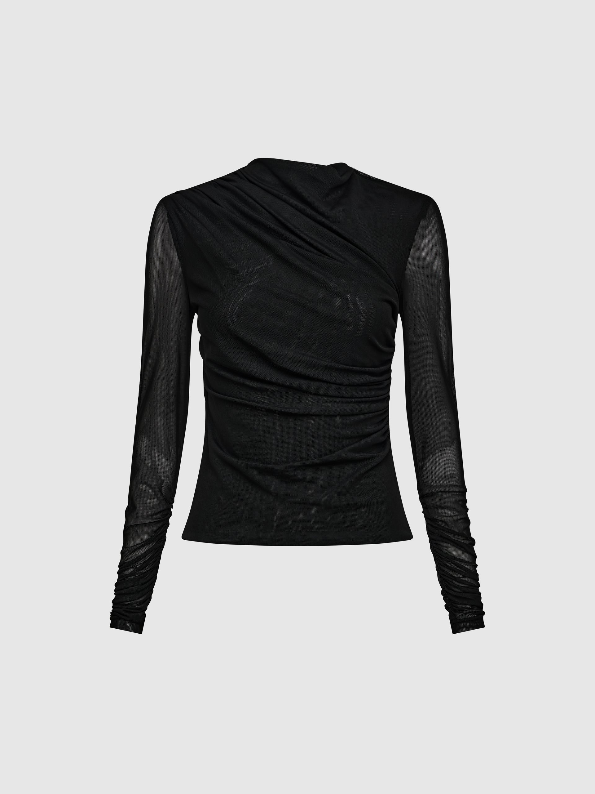 Midnights Top Black | Mesh Long Sleeve Top | SHEIKE