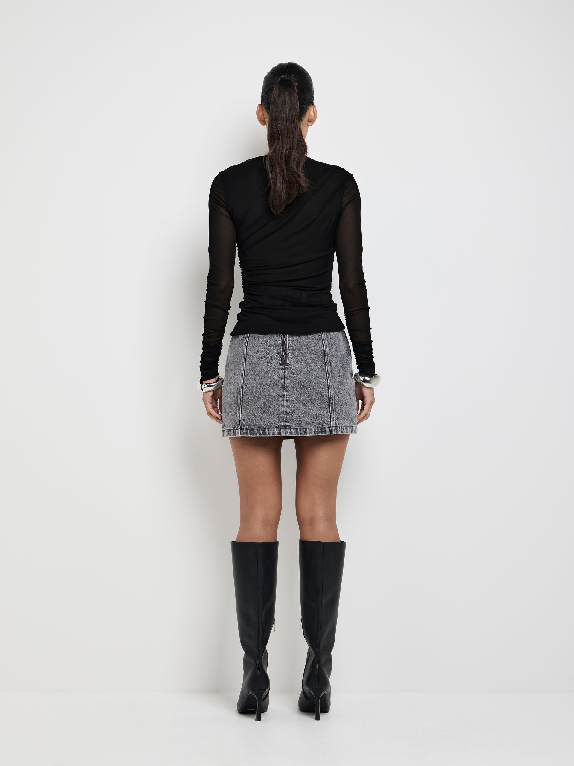 Midnights Top Black | Mesh Long Sleeve Top | SHEIKE