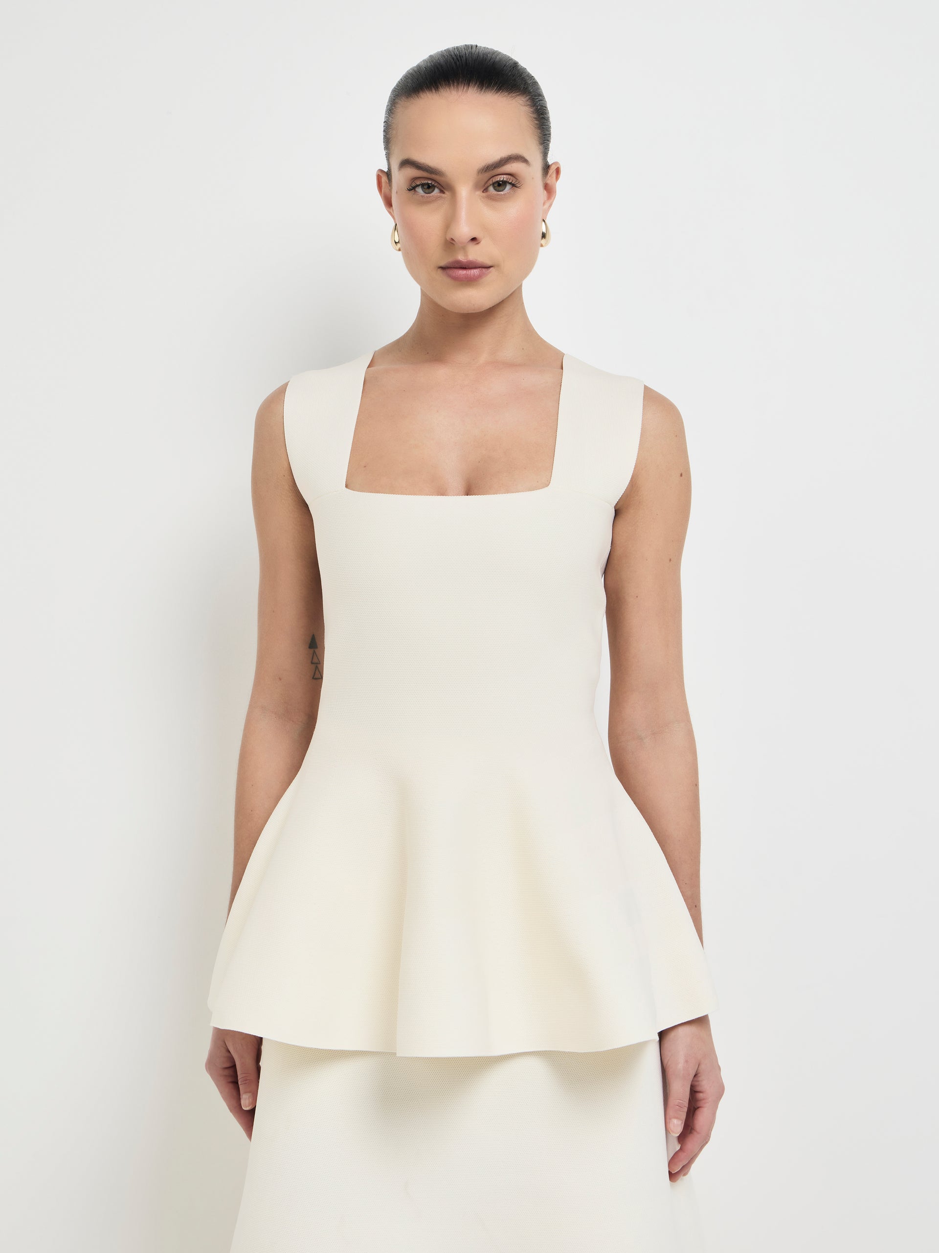 Stephanie Top Ivory | Knit Peplum Top | SHEIKE