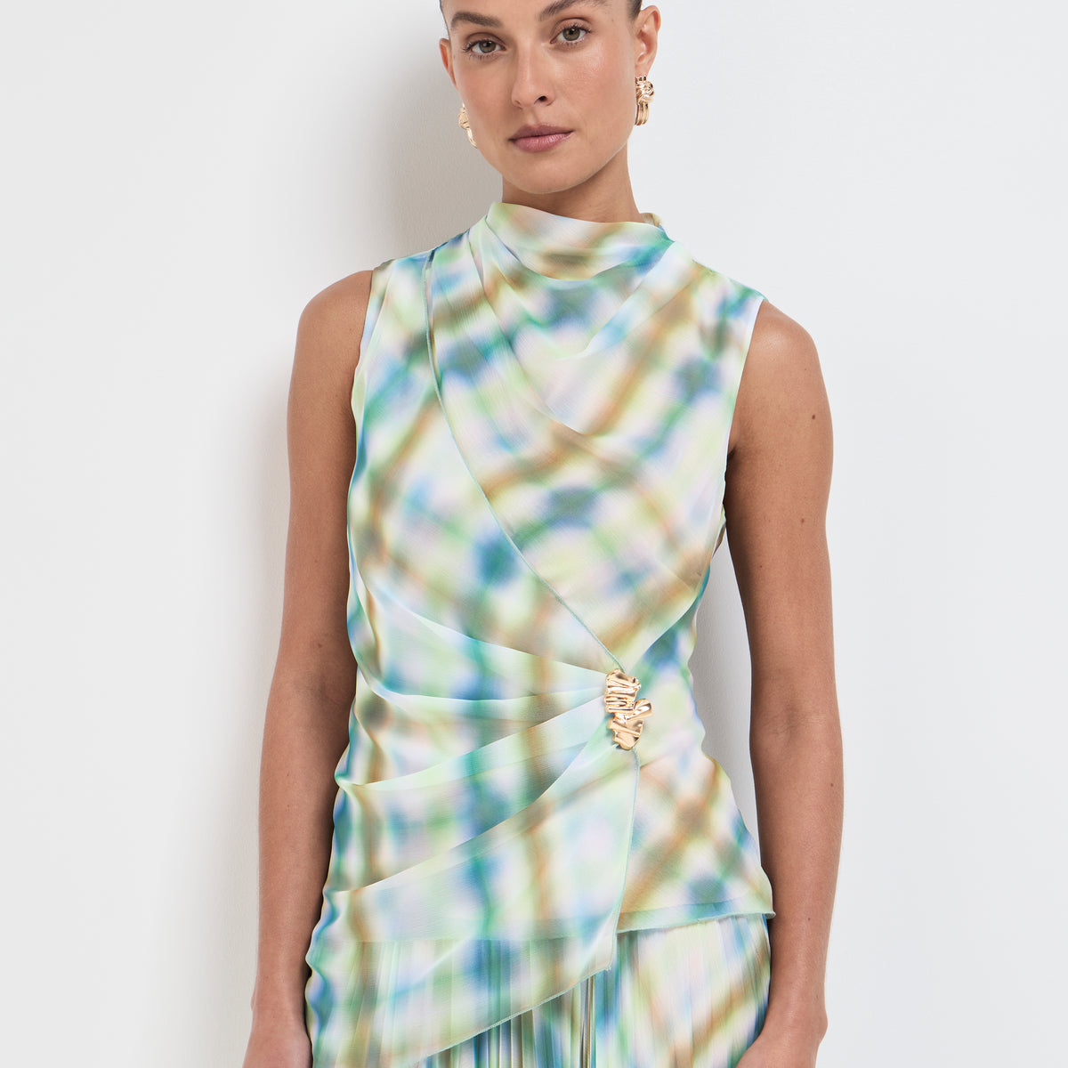 Ada Top Check | High Neck Blouse | SHEIKE