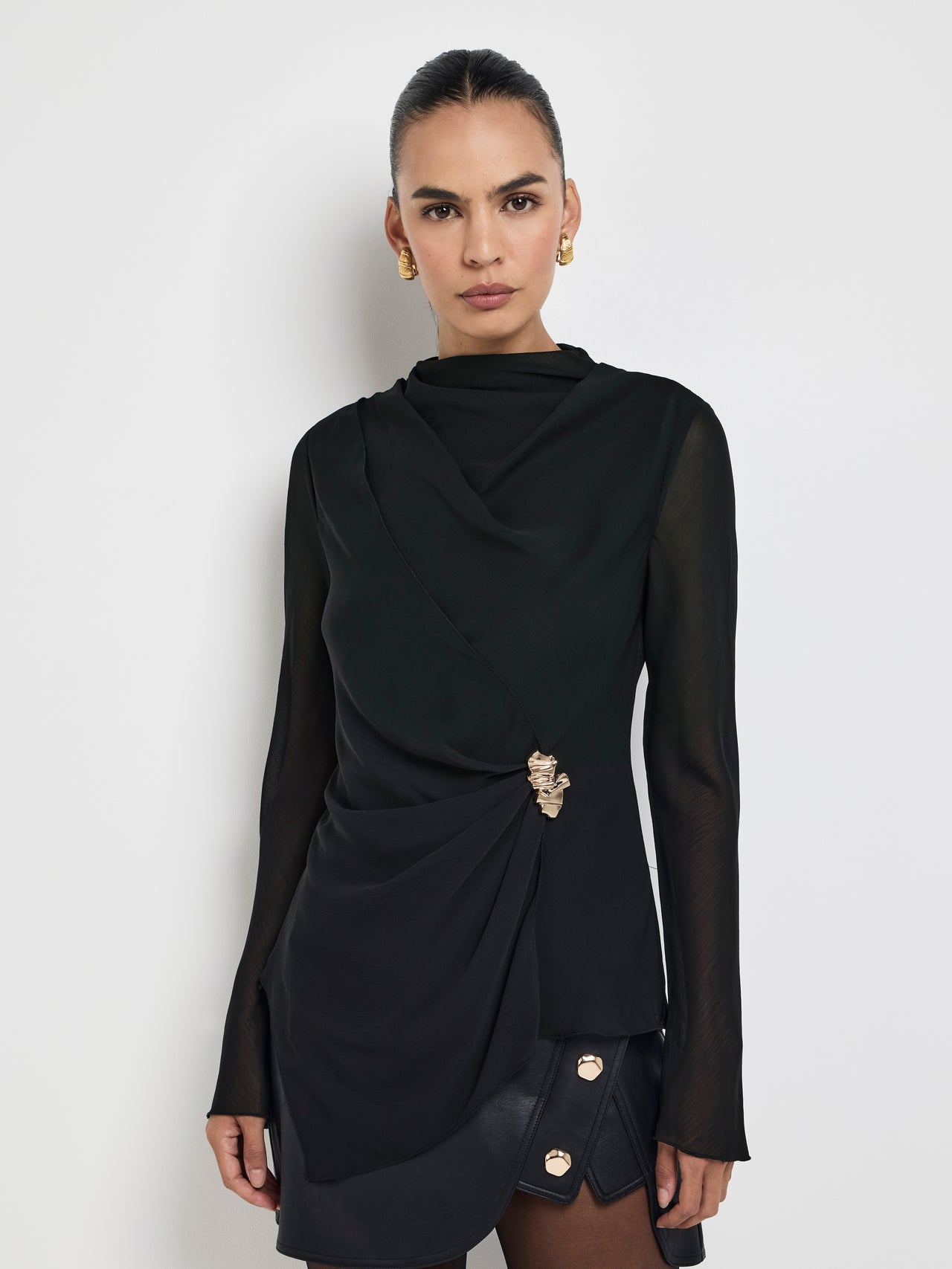 Mara Top Black | High Neck Blouse | SHEIKE