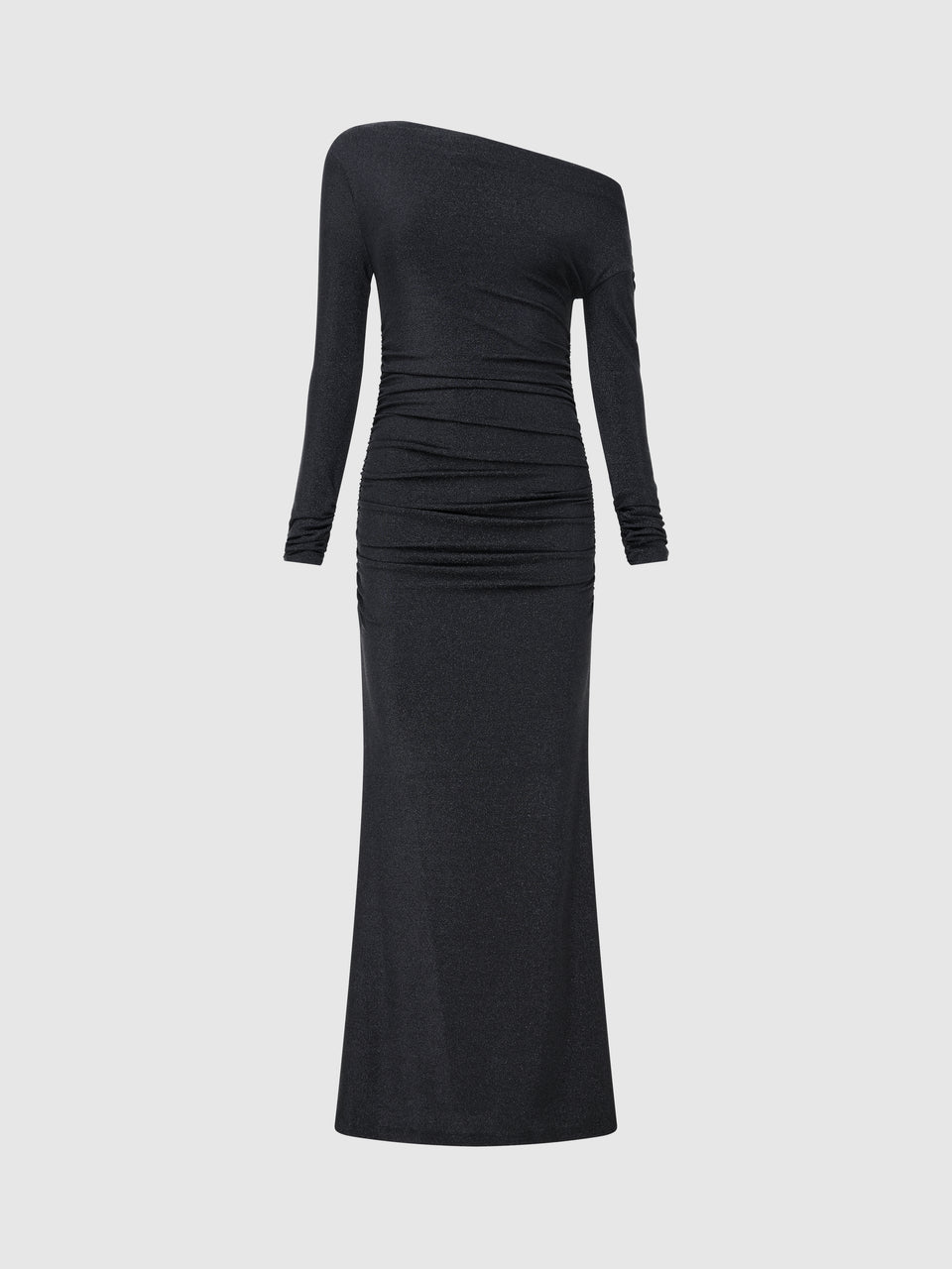 Mya Dress Metallic Black | Long Sleeve Maxi | SHEIKE