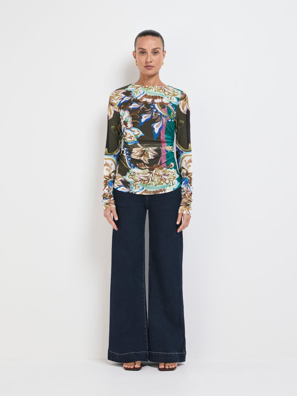 Paloma Top Floral | Mesh Long Sleeve Top | SHEIKE