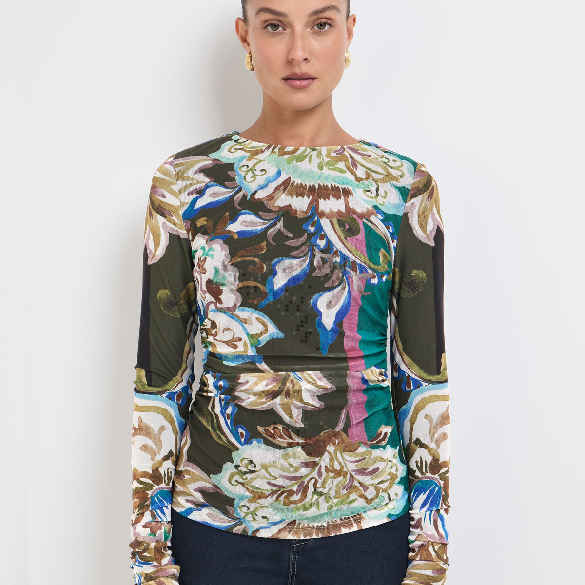Paloma Top Floral | Mesh Long Sleeve Top | SHEIKE