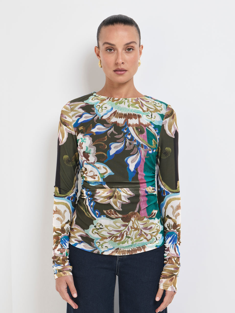 Paloma Top Floral | Mesh Long Sleeve Top | SHEIKE