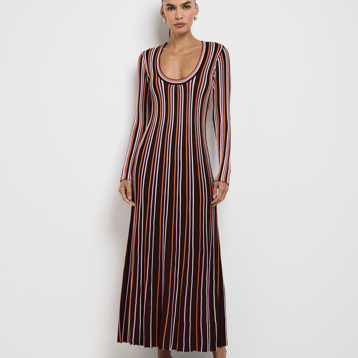 Ti Maxi Dress Stripe | Knit Long Sleeve Dress | SHEIKE