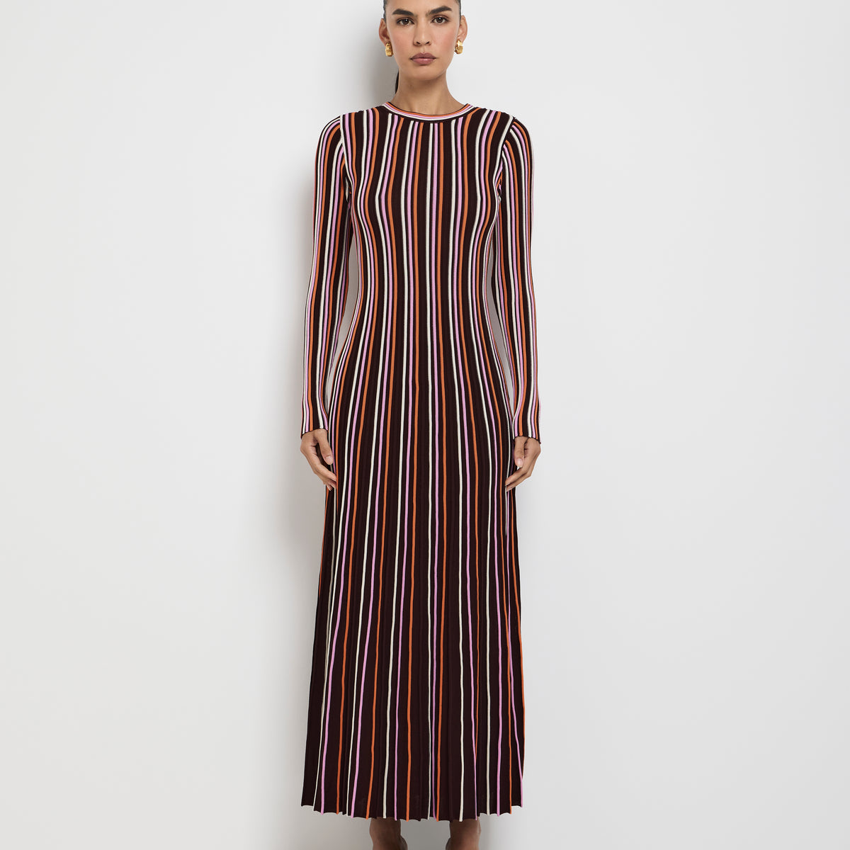 Ti Maxi Dress Stripe | Knit Long Sleeve Dress | SHEIKE