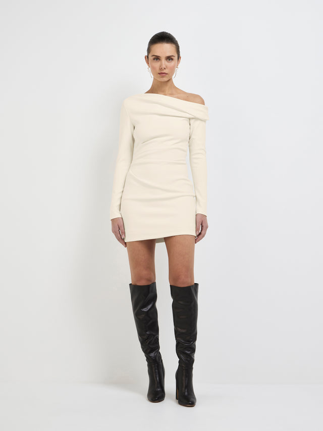 Brydie Mini Dress Cream | Stretch Mini Dress | SHEIKE
