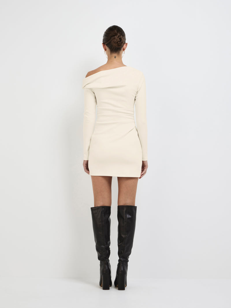 Brydie Mini Dress Cream | Stretch Mini Dress | SHEIKE