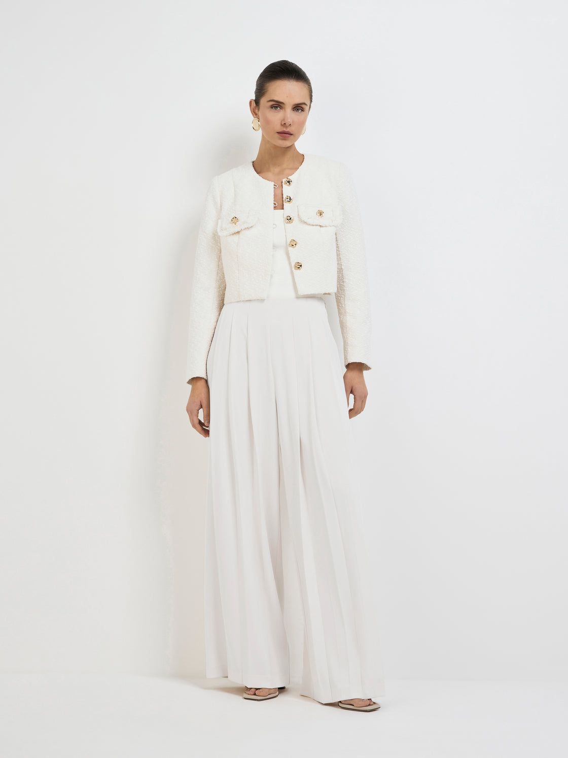 Audrey Jacket Ivory | Tweed Cropped Jacket | SHEIKE
