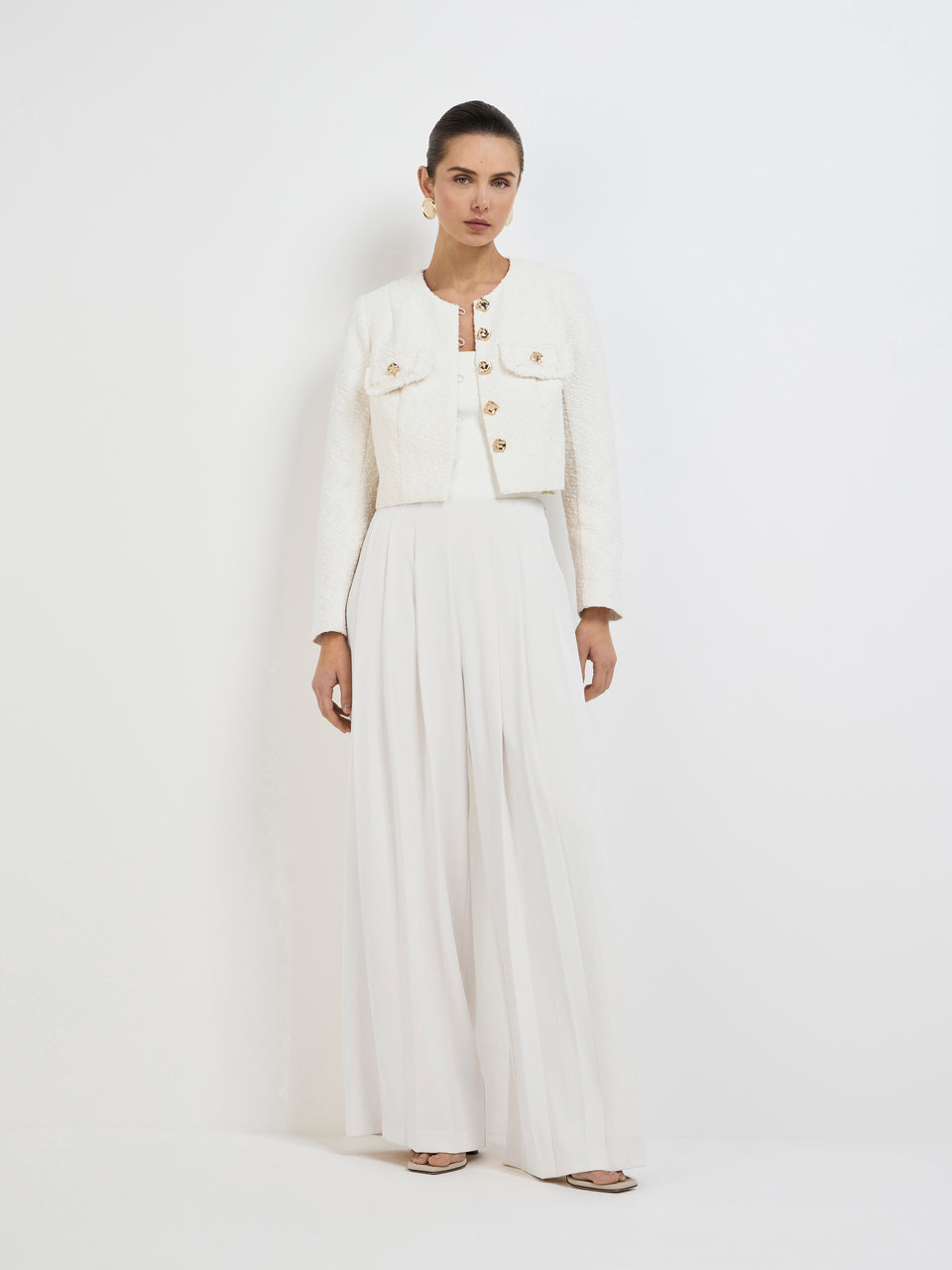 Audrey Jacket Ivory | Tweed Cropped Jacket | SHEIKE