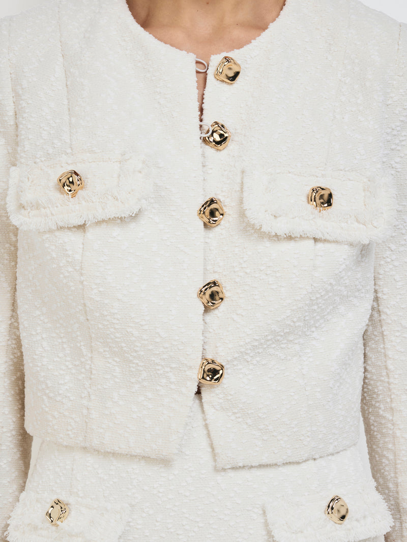 Audrey Jacket Ivory | Tweed Cropped Jacket | SHEIKE