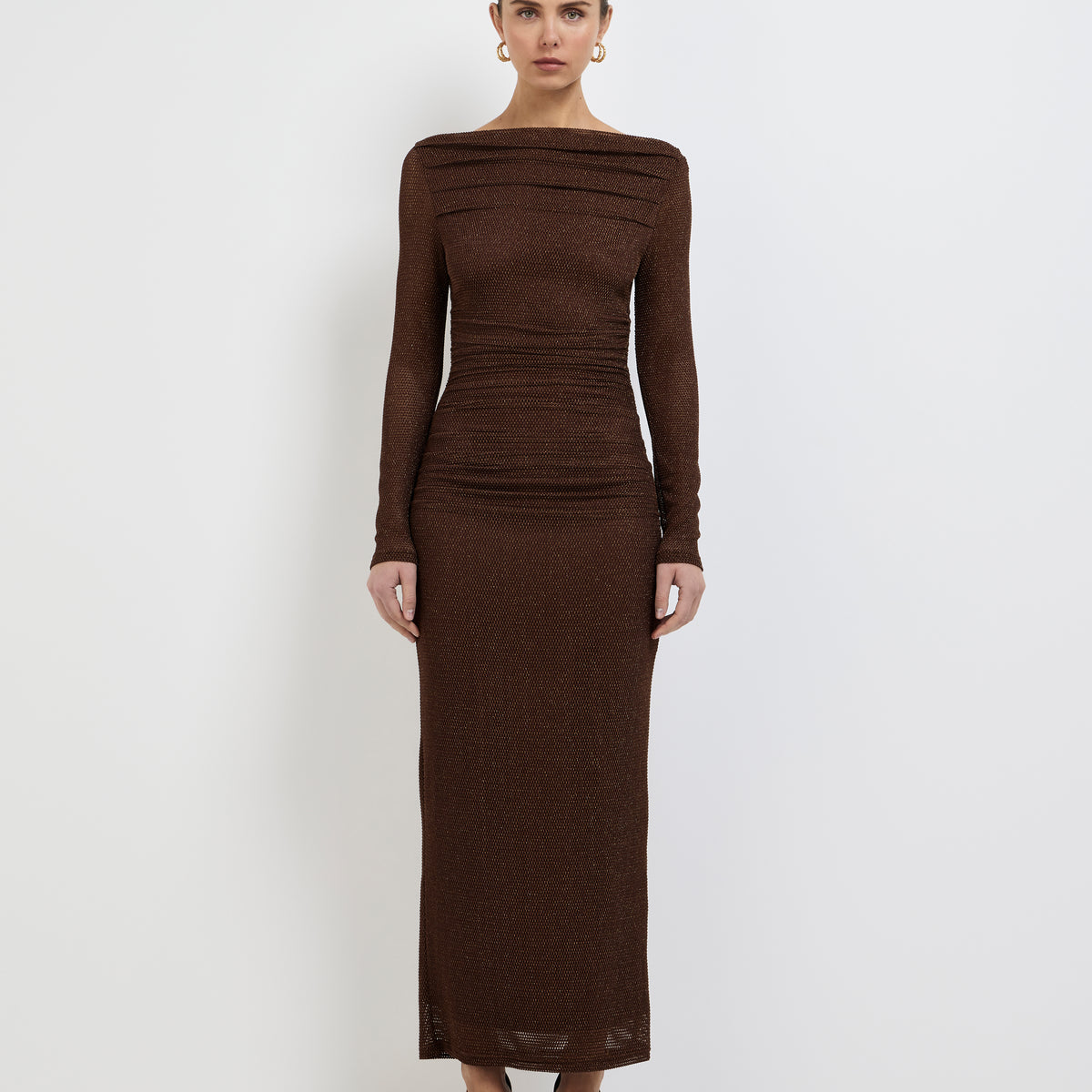 Jasmine Dress Bronze | Stretch Evening Dress | SHEIKE