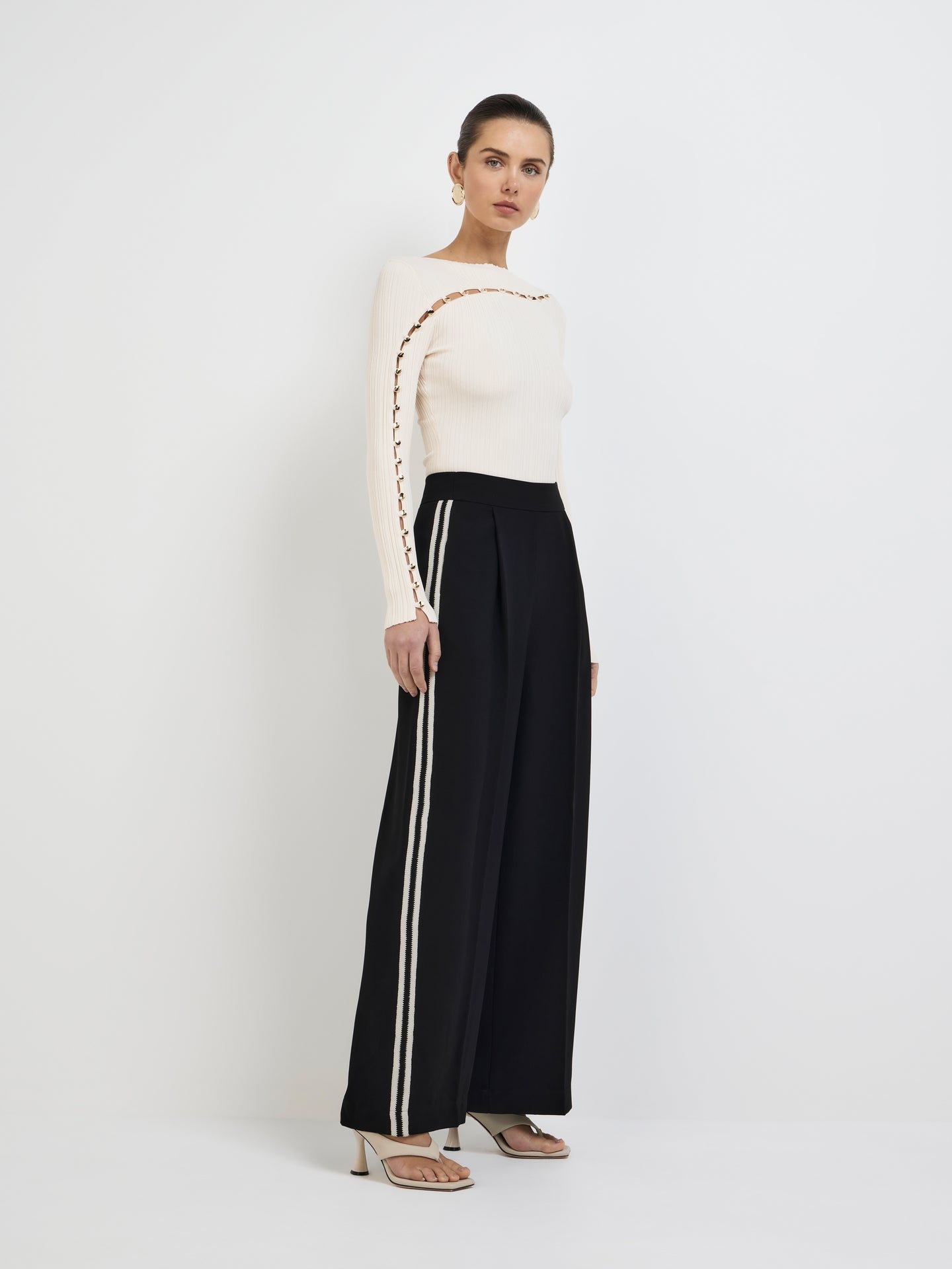Clara Pant Black | Striped Side Pant | SHEIKE