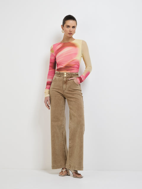 Sabrina Top Floral | Mesh Long Sleeve Top | SHEIKE