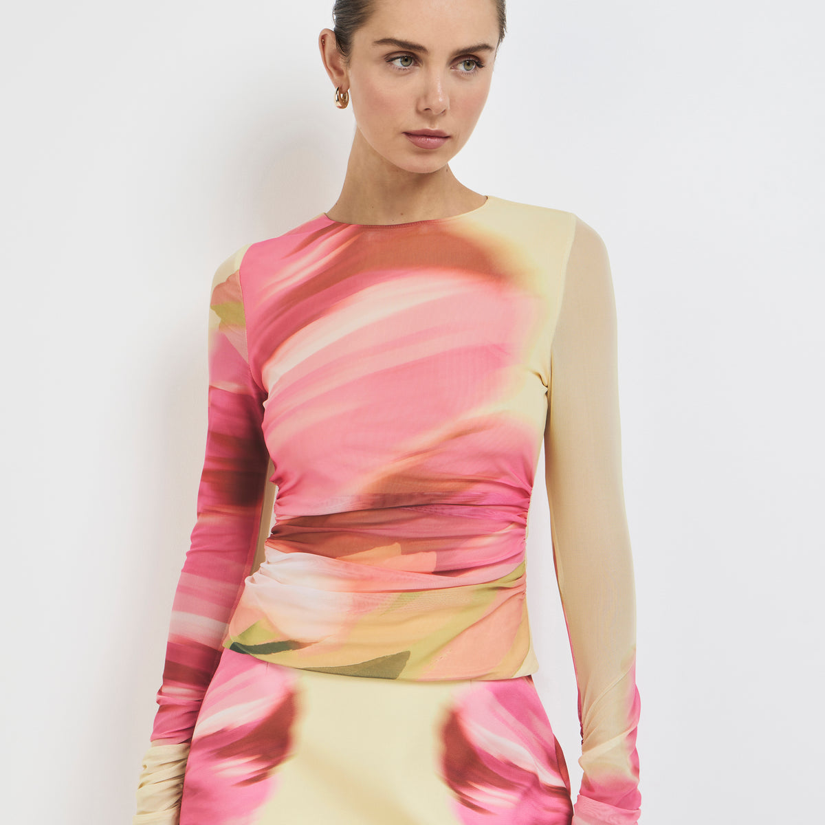 Sabrina Top Floral | Mesh Long Sleeve Top | SHEIKE