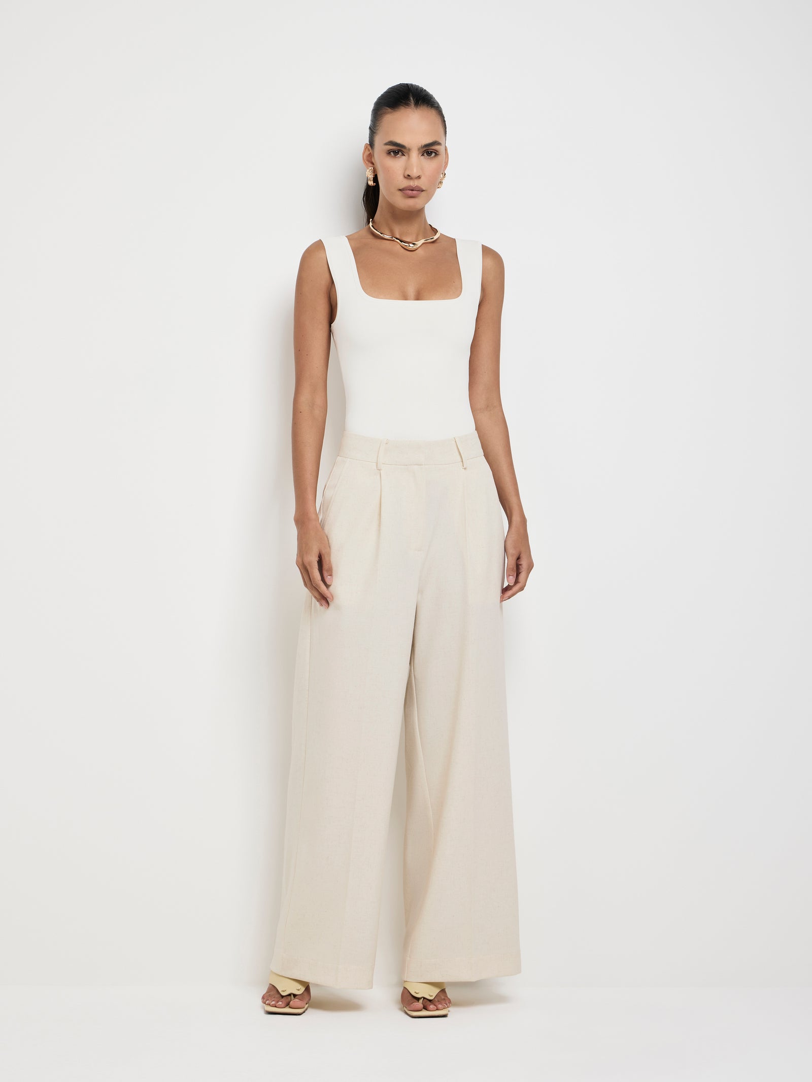 Liaison Pant Ecru | Tailored Wide Leg Pant | SHEIKE